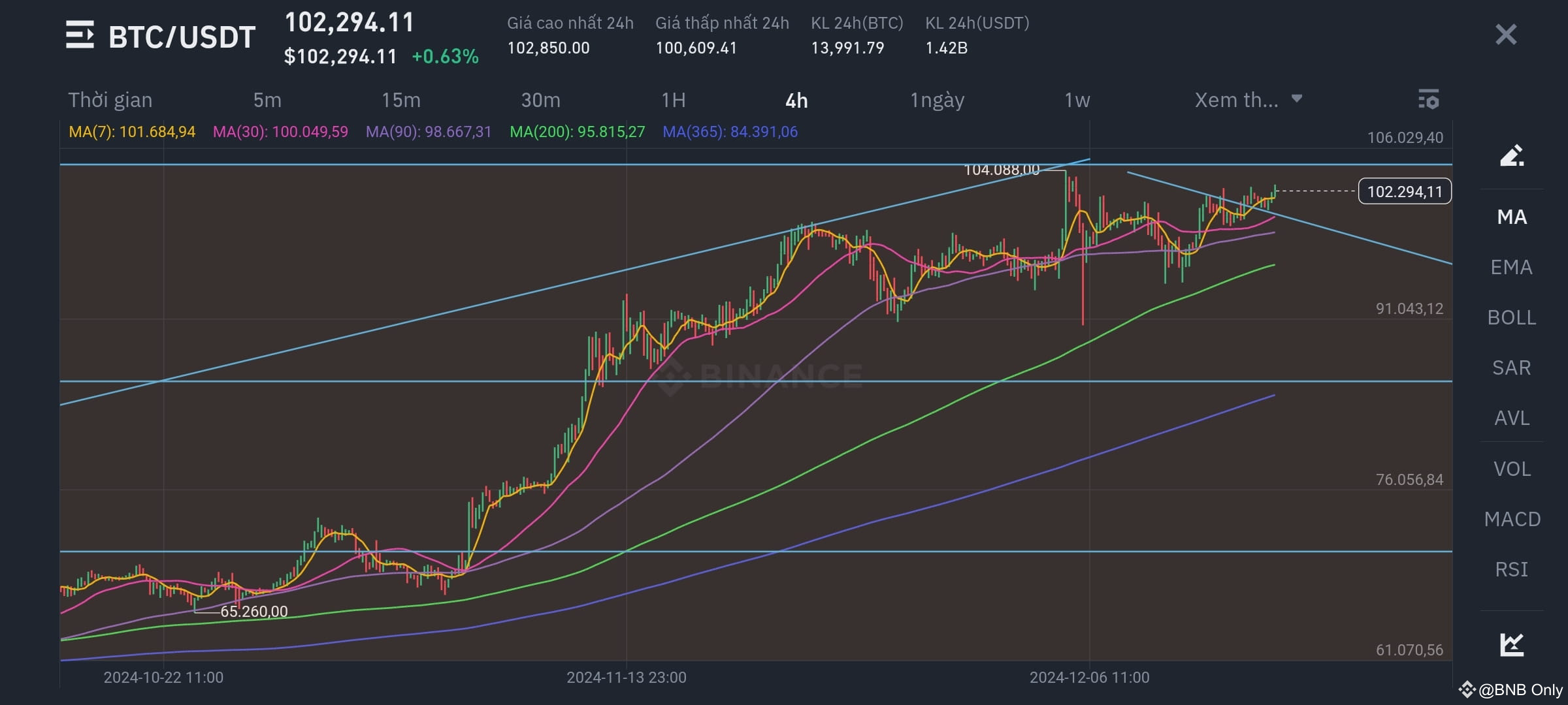 Current Situation BTC Price: Currently trading around 102,3 | BNB Only ...