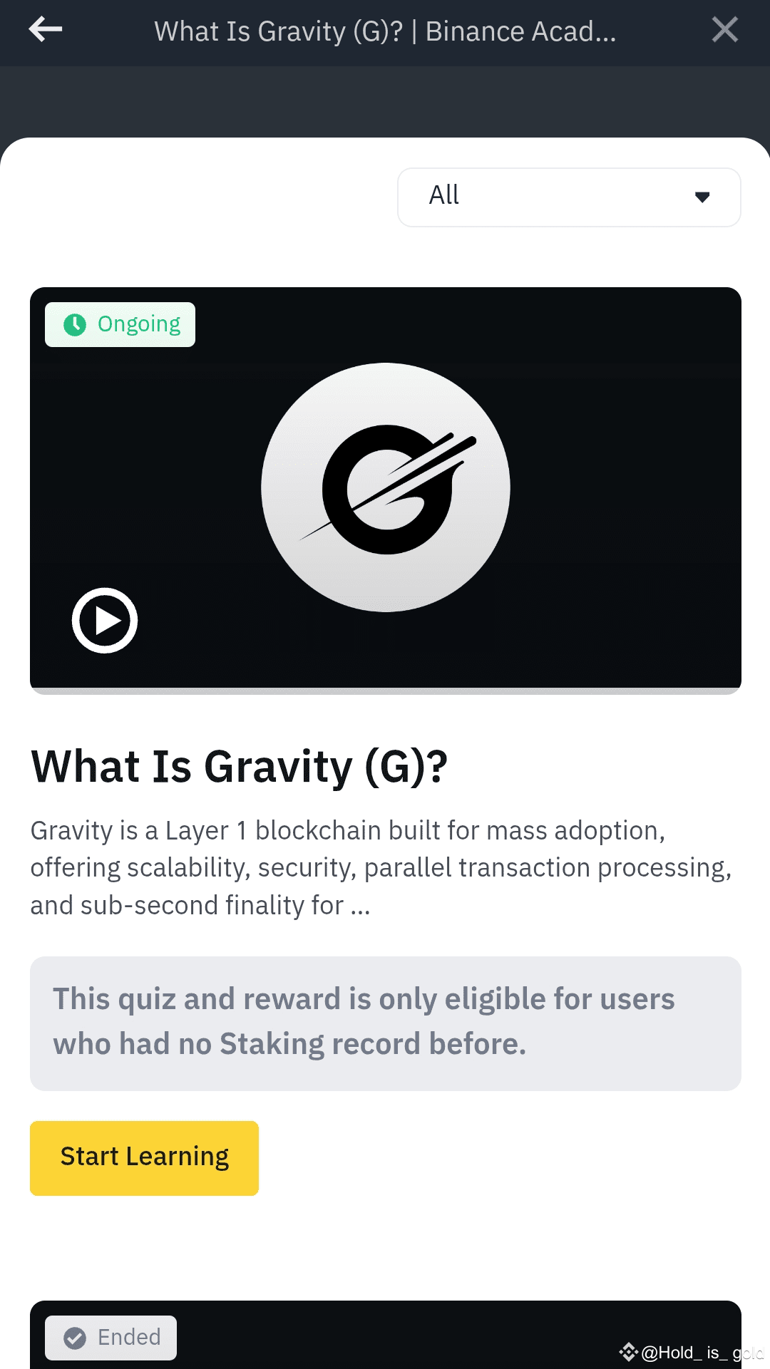 🎁CLAIM YOUR FREE G COINS NOW 🎁 🔹 Ongoing Learn | Hold_ is_ gold on ...