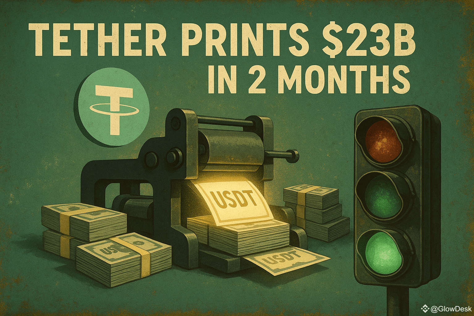 🟢 Tether printed $23 billion in two months: record growth o | GlowDesk ...