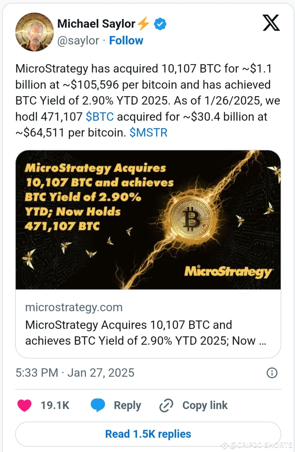 #itsStillEarly MicroStrategy Invests $1.1B in Bitcoin and In | CRIP2O SHORTS on Binance Square