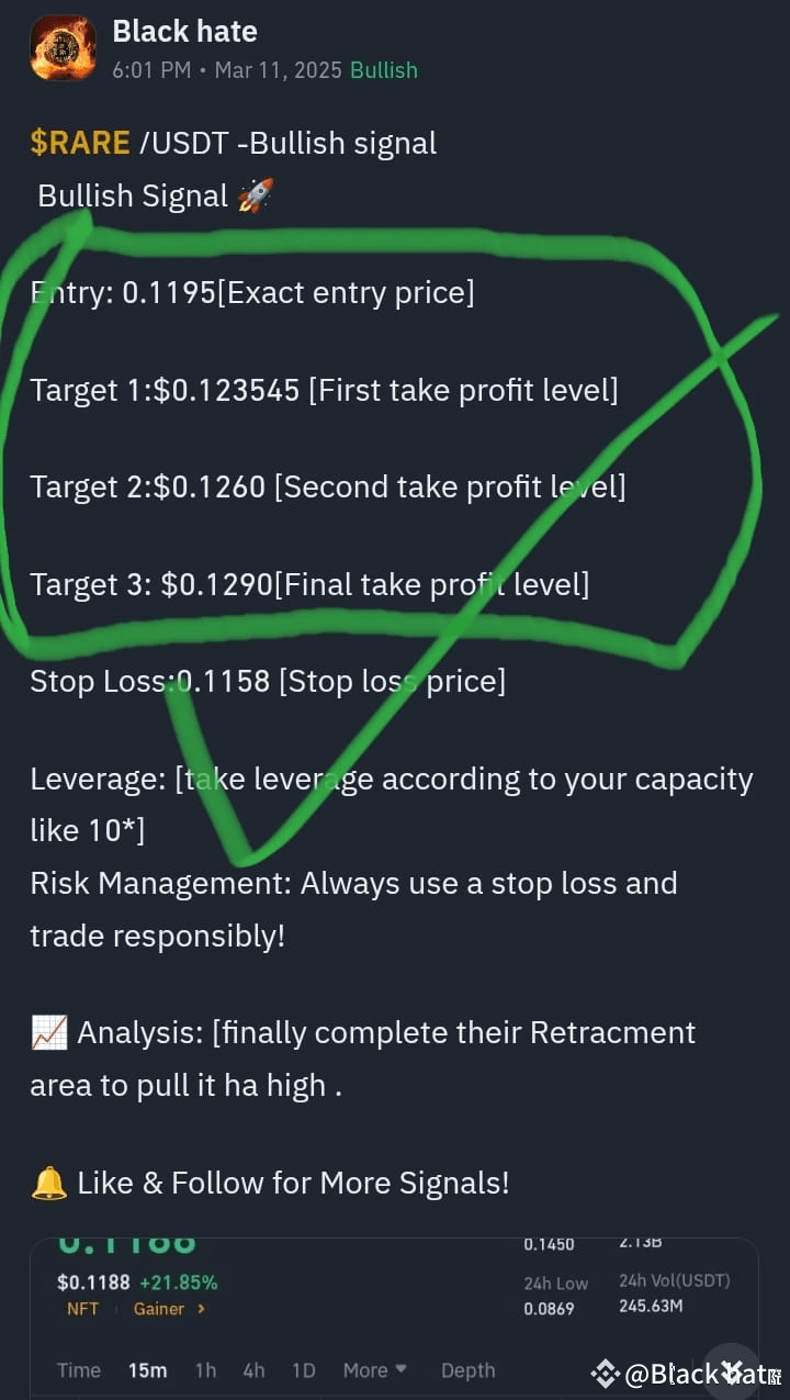 $RARE /USDT -Another prefect Signal 💥💥 All target Smashed | Black hate ...