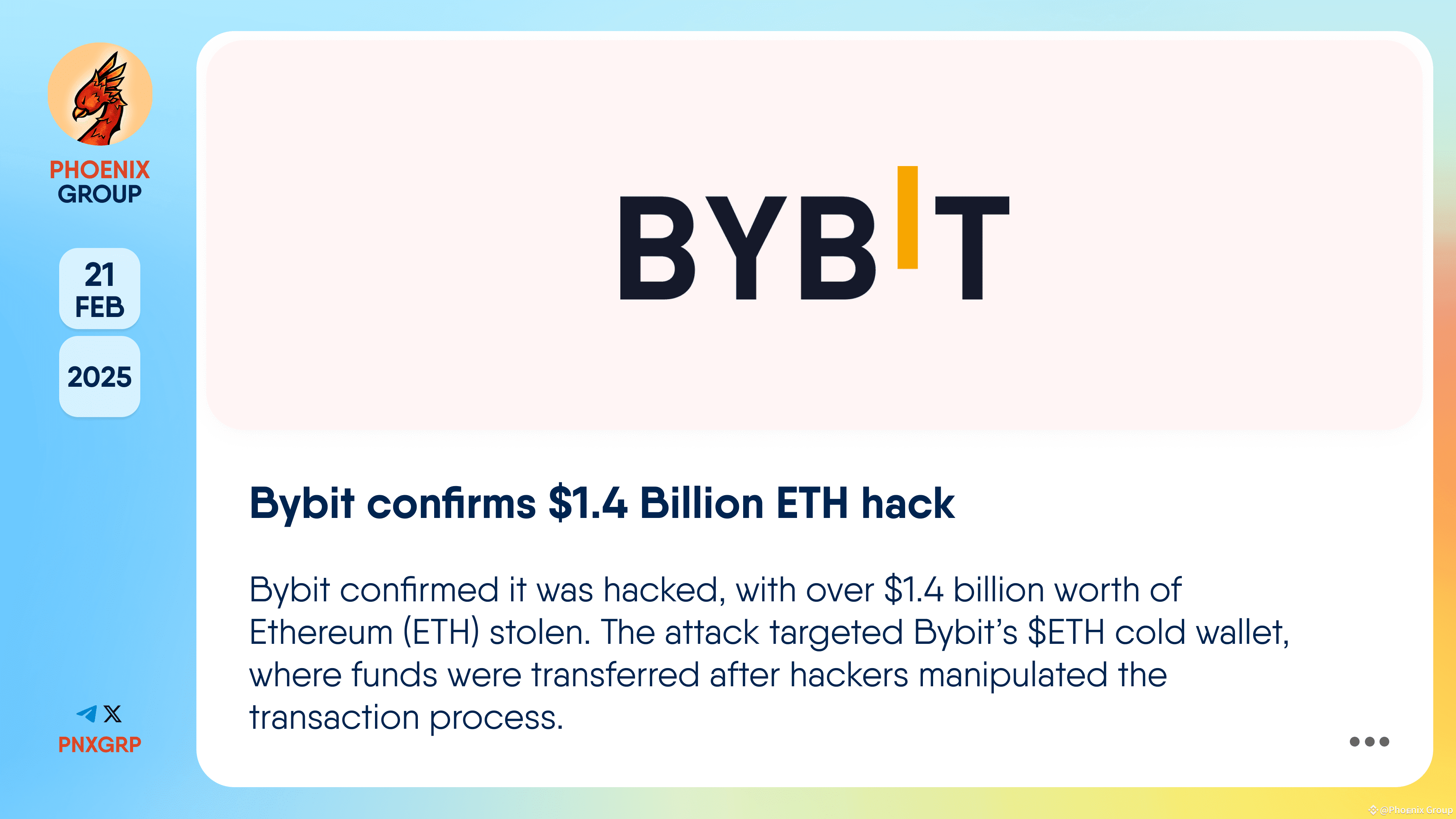 Bybit confirms $1.4 Billion ETH hack #Bybit confirmed it w | Phoenix ...