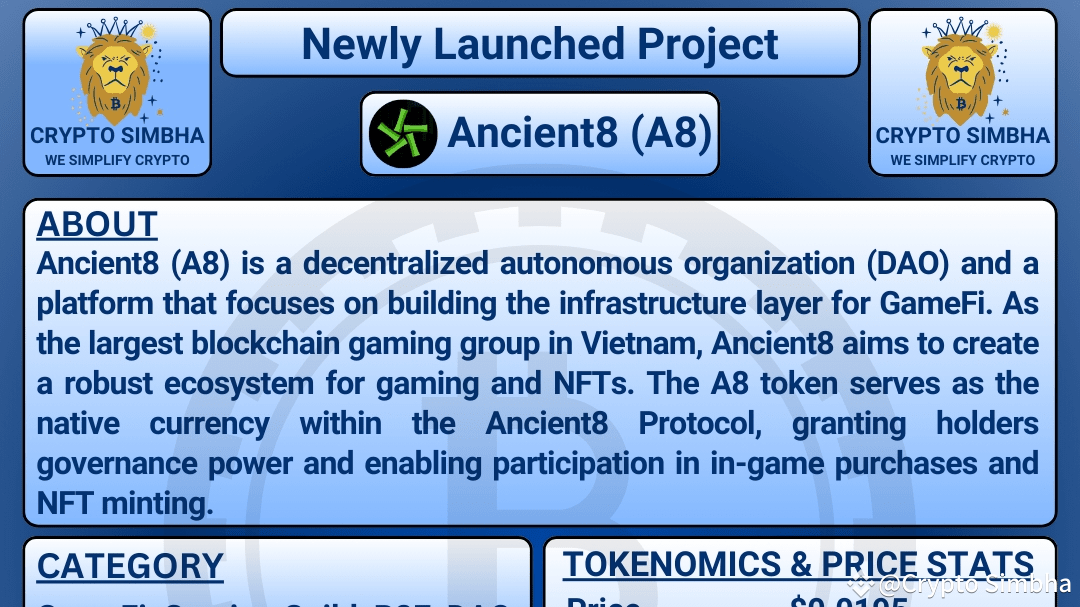 🚀 Newly Launched Project Analysis! GameFi Infrastructure DAO Project Ancient8 (A8) 📈 | Crypto ...