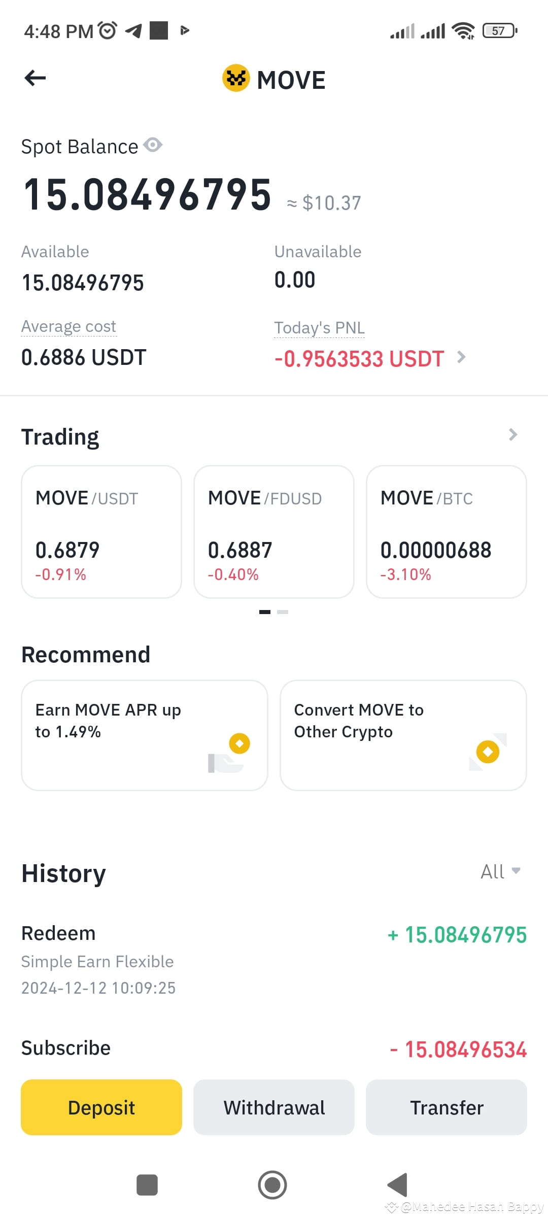 Buy spot Move coin. When up move usdt | Mahedee Hasan Bappy on Binance ...