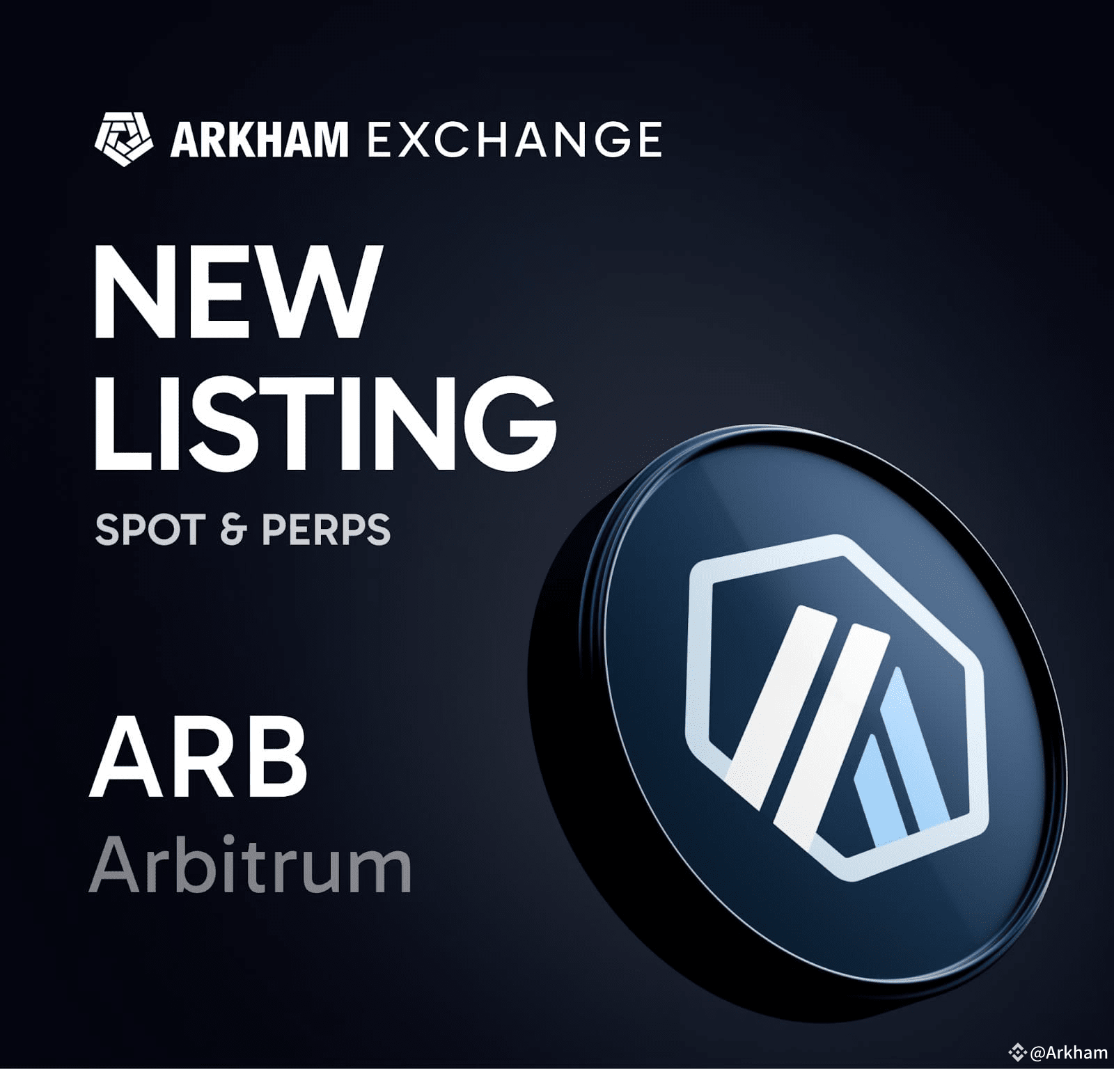 ANNOUNCING NEW EXCHANGE LISTING: ARB $ARB will be added to | Arkham on ...