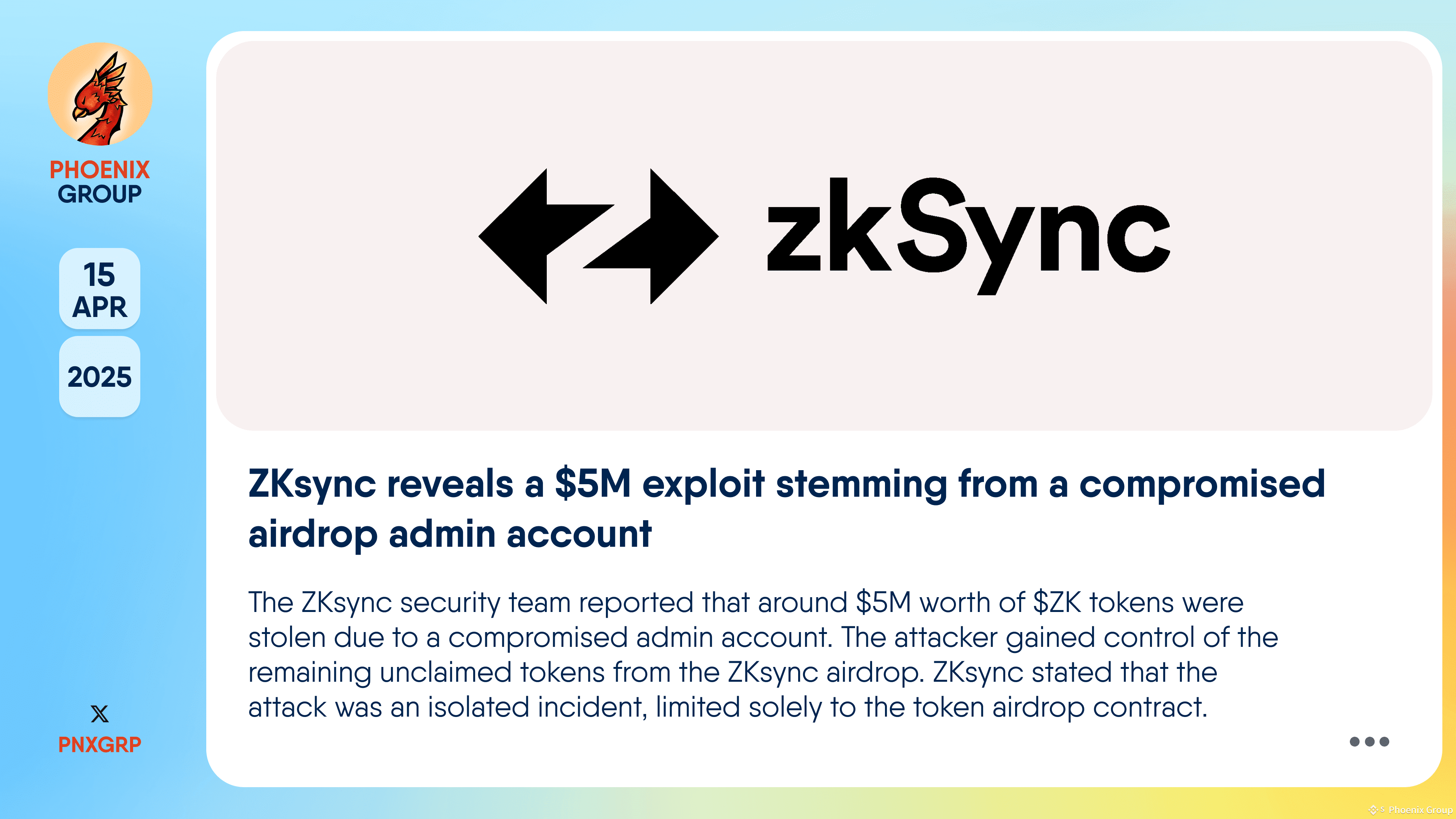 ZKsync reveals a $5M exploit stemming from a compromised air | Phoenix Group on Binance Square