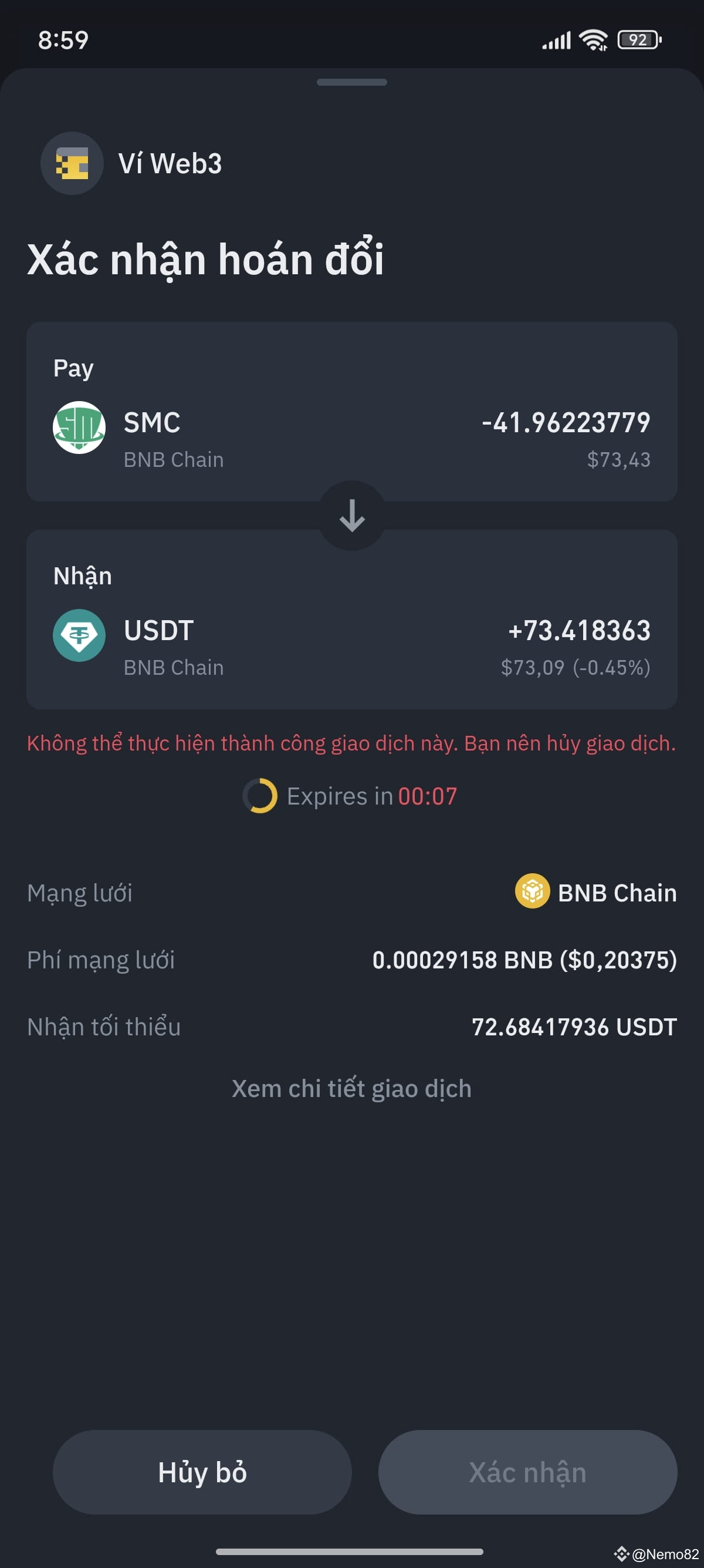Why can't I swap from smc to usdt on web3? Is the smc coin a | Nemo82 on Binance Square