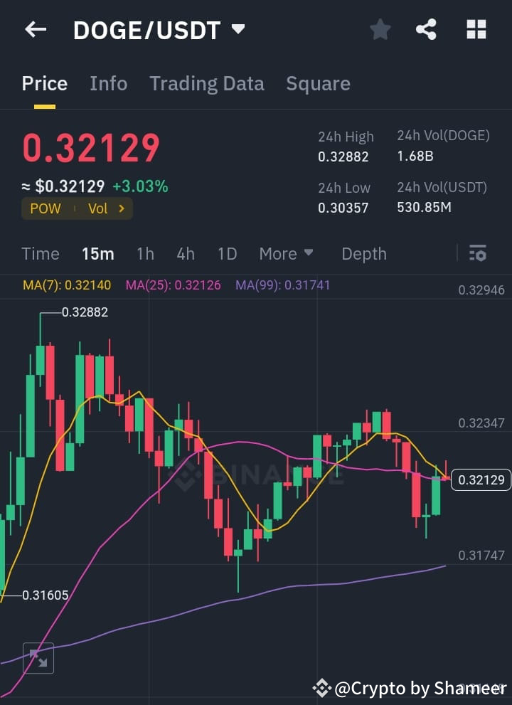 🐕$DOGE / USDT: Powering Up! 🚀🌕 🔹 Current Price: $0.32129 | Crypto by Shameer on Binance Square