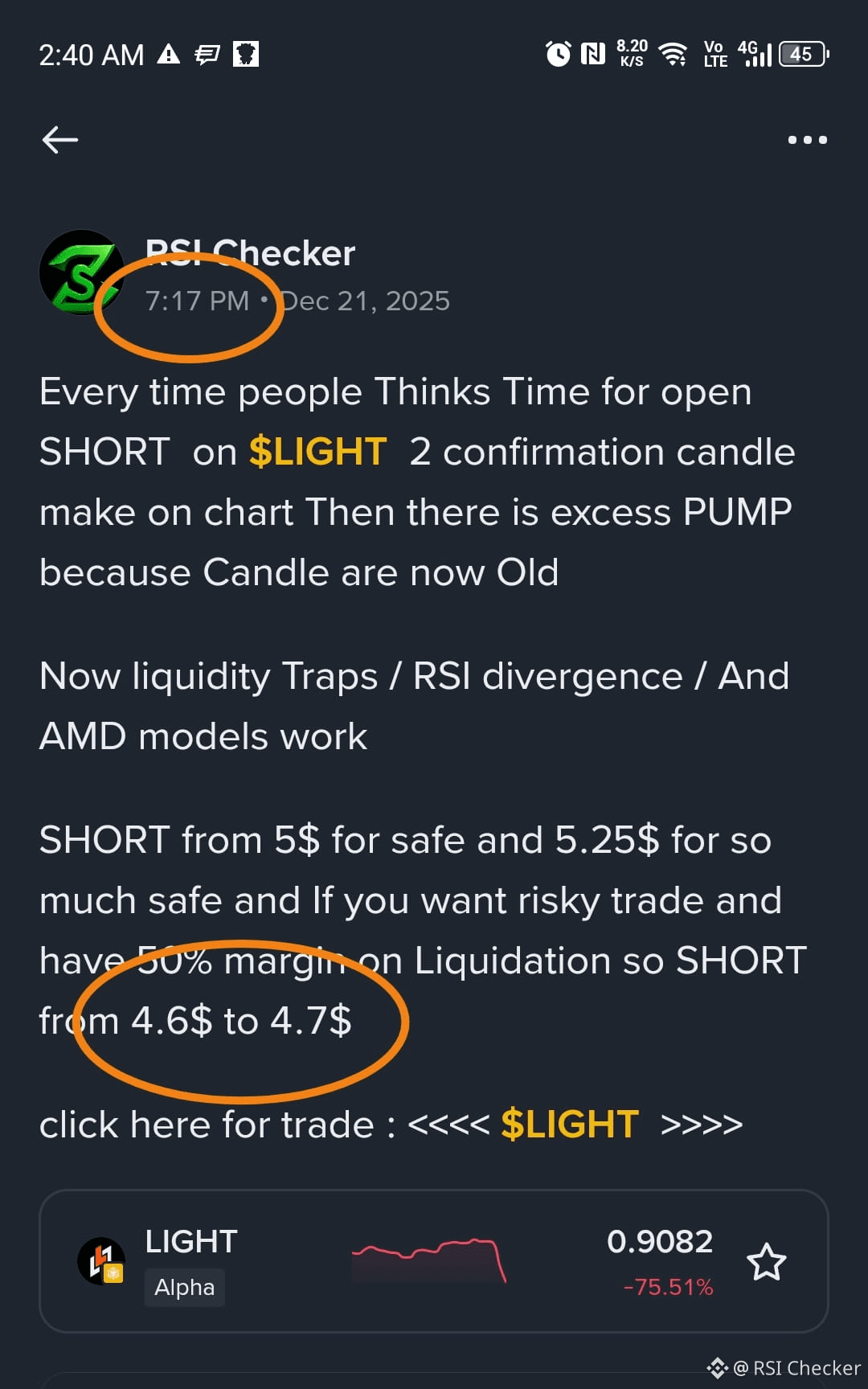 $LIGHT was not Only RUGPULL on which I warn 🔴 there are | RSI Checker ...