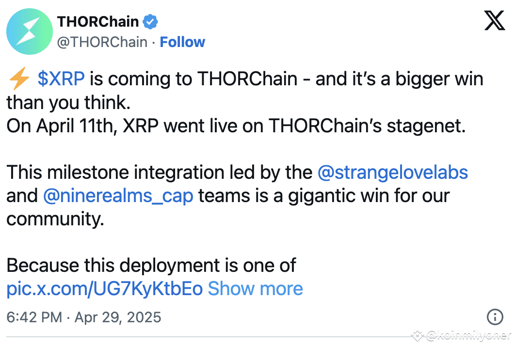 Integrating XRP into THORChain boosts multichain capacity O | koinmilyoner on Binance Square