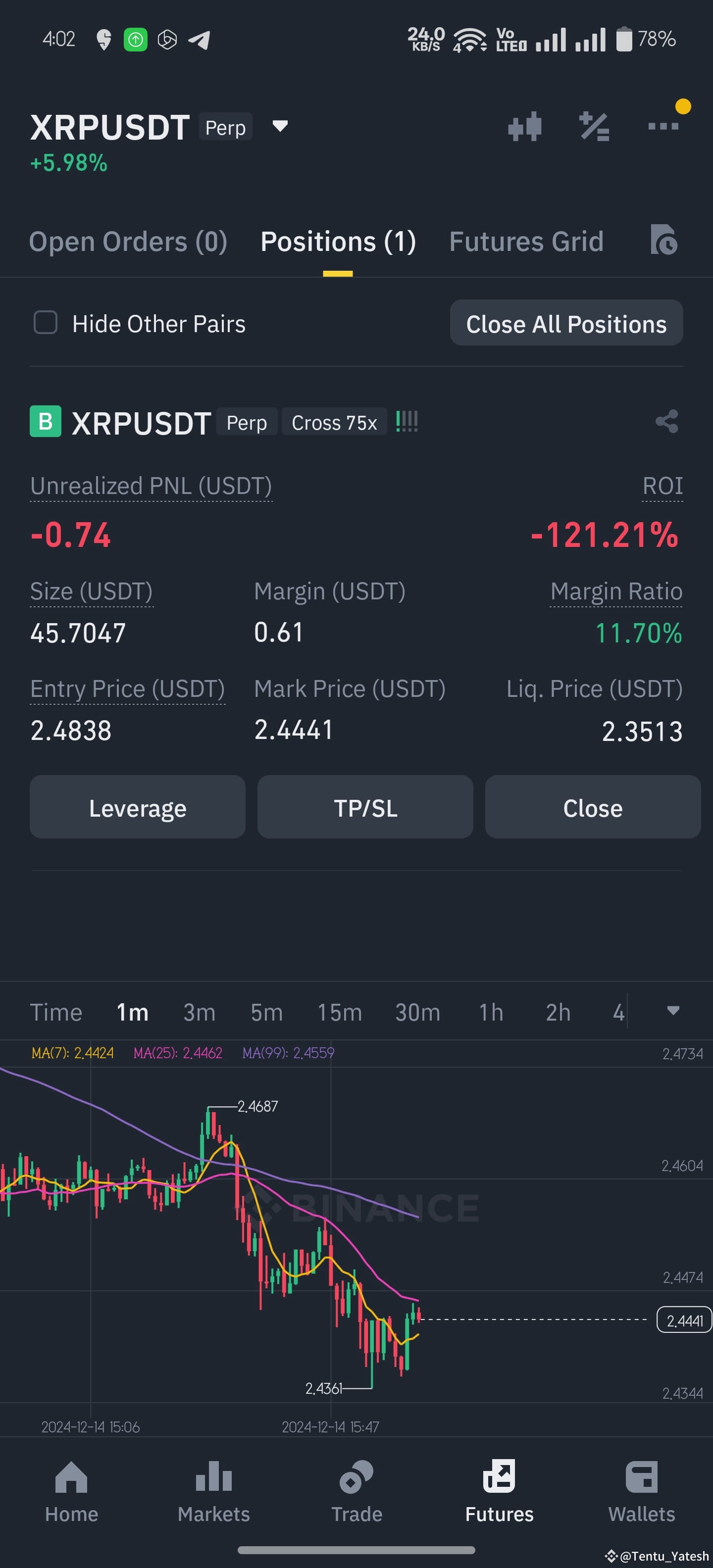 $XRP any hope , lost 70$ agian 😭 #XRPGoal | Tentu_Yatesh on Binance Square