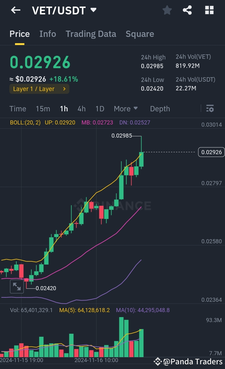 $VET huge PUMP .. Soon will hit $0.031 $VET /USDT is witne | Panda Traders on Binance Square