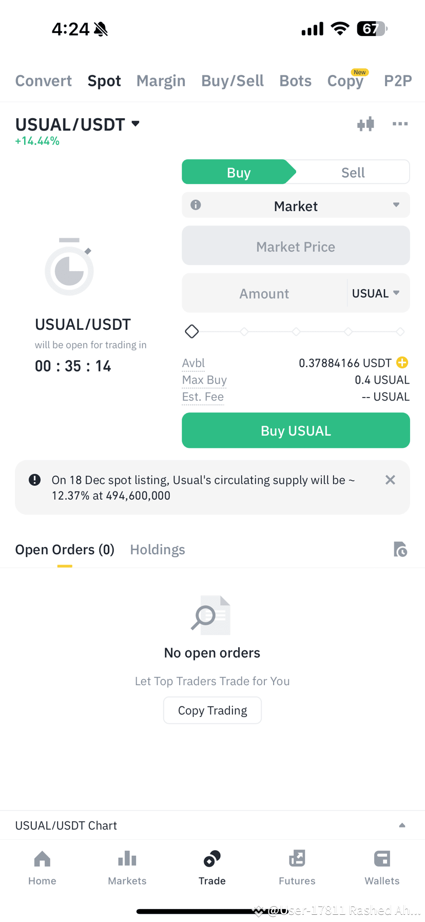 $USUAL Available on the Spot. Hope it will pump so high! | User-17811 Rashed Ahmed on Binance Square