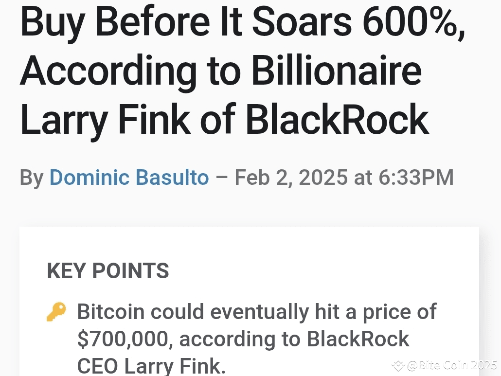 BITCOIN NEWS Black Rock Ceo ' Larry Fink $BTC could 🚀 up | Bite Coin 2025 on Binance Square