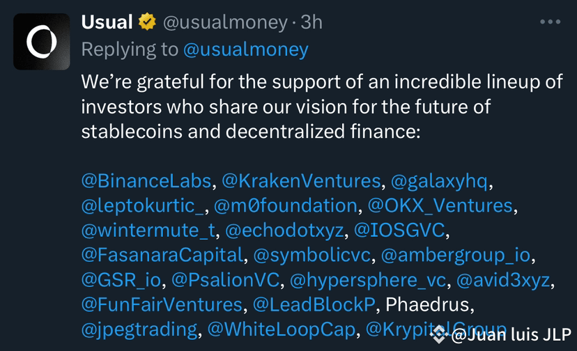$USUAL strong line up of investors behind USUAL, and you are | Juan luis JLP on Binance Square