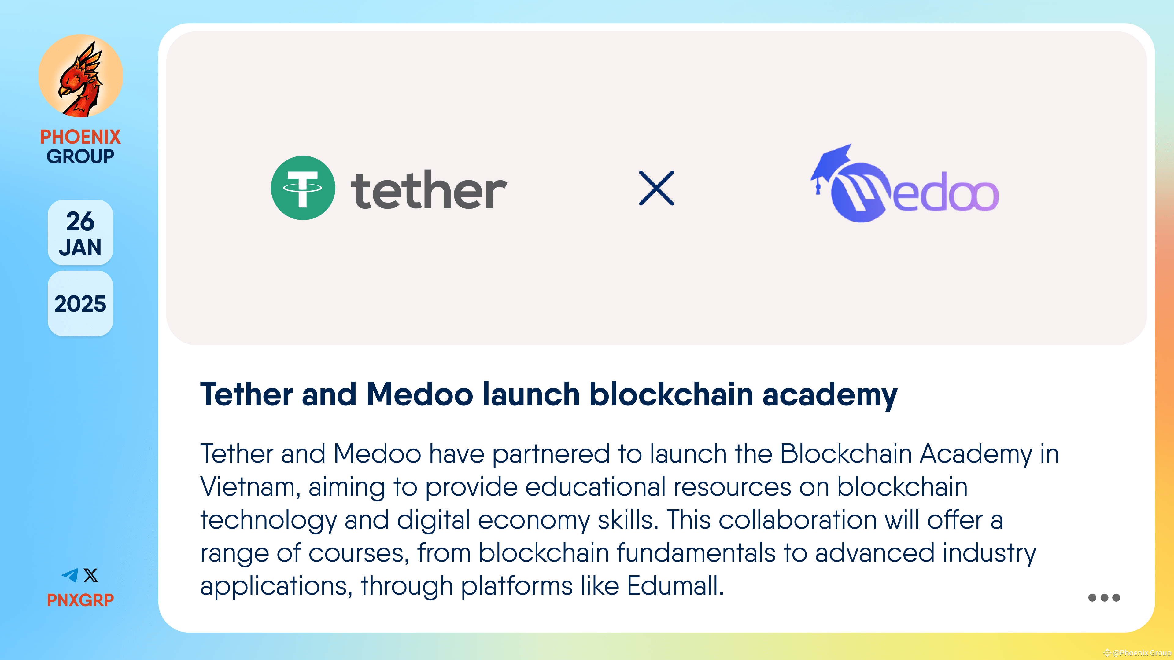 Tether and Medoo launch blockchain academy #Tether and #Med | Phoenix Group on Binance Square