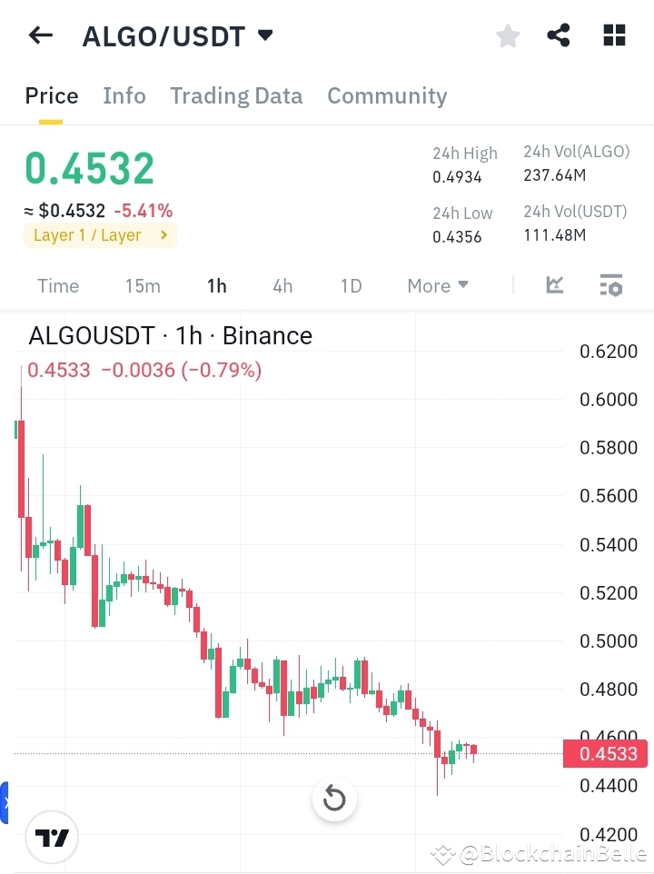 🚀 $ALGO /USDT: BEARISH TREND CONTINUES 🚀 The $ALGO /USDT | BlockchainBelle on Binance Square