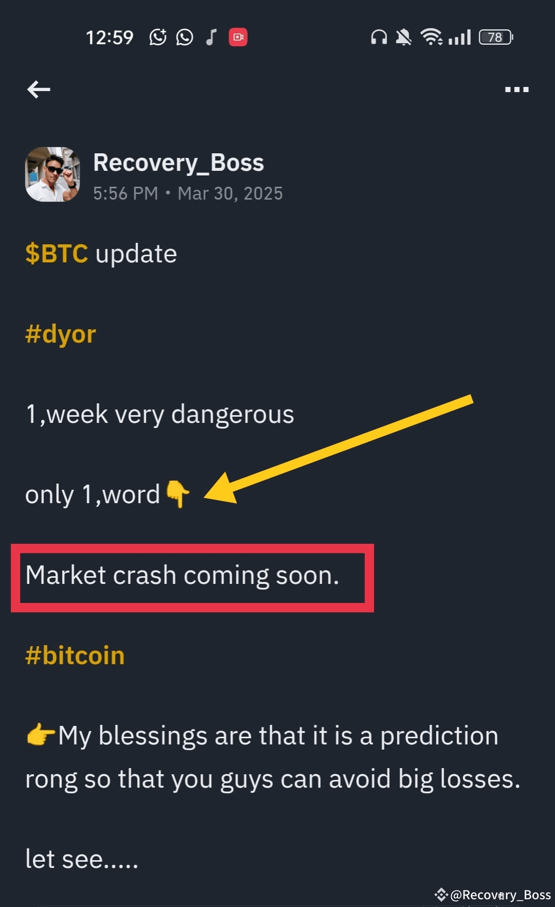 $BTC 😱 I say Already this crash prediction my feeling Alha | Recovery_Boss on Binance Square