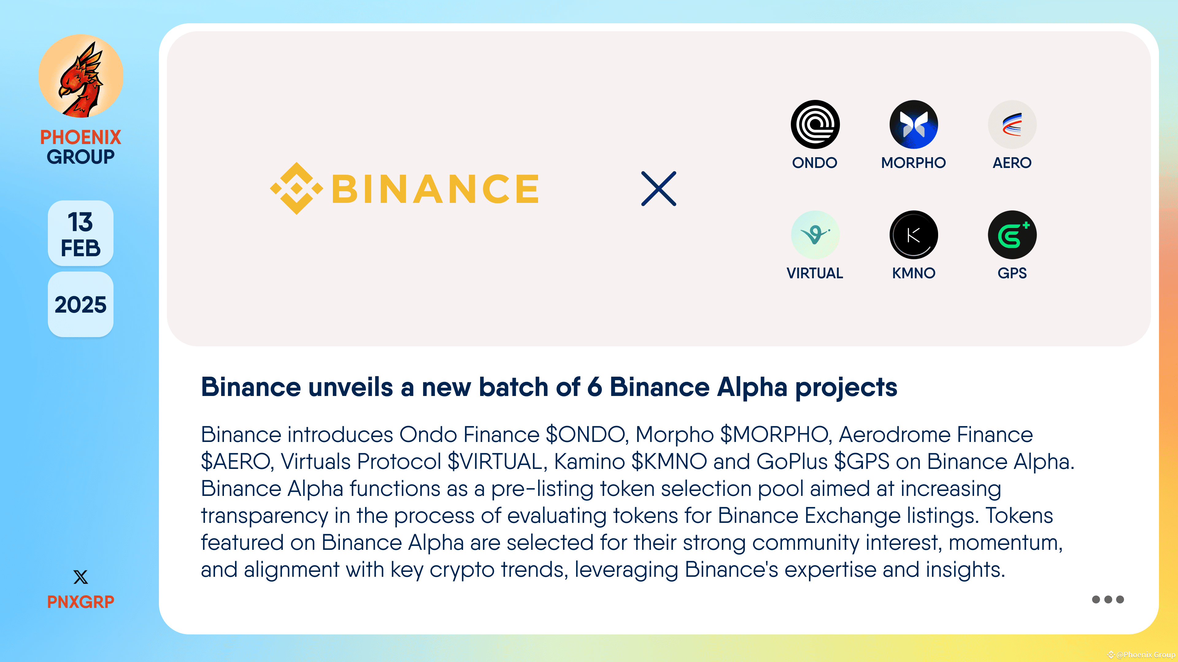 Binance unveils a new batch of 6 Binance Alpha projects #B | Phoenix Group on Binance Square