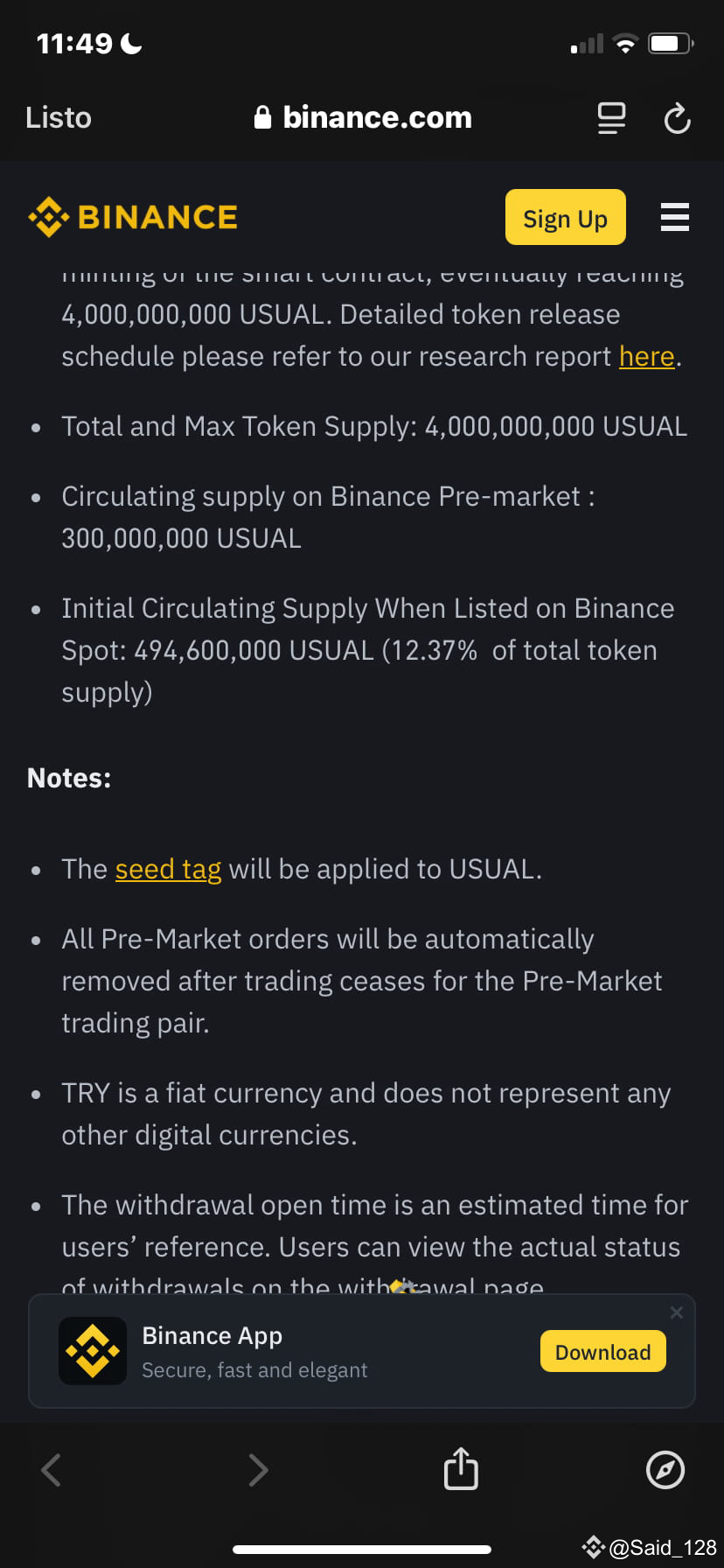 $USUAL The initial supply in circulation after the launch wi | Said_128 ...