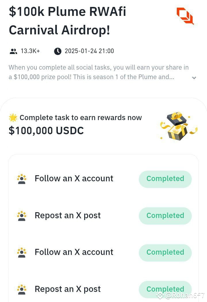 🛒Plume X Binance Web3 Airdrop Reward 100K USDT Go Binanc | Rohan667 on Binance Square