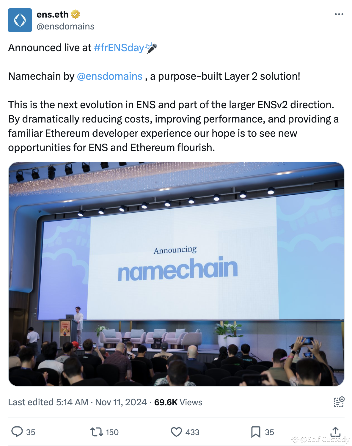 ENS Labs initially presented the ENSv2 upgrade as a solution | Self ...