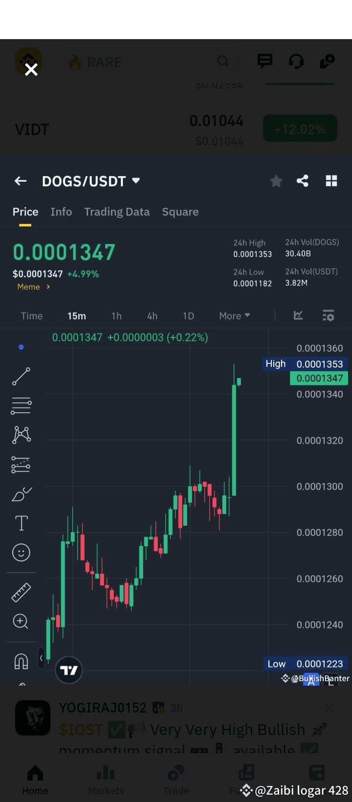 🚀 $DOGS/USDT Long Trade Signal! 📌 - Entry Price: $0.00013 | Zaibi logar ...