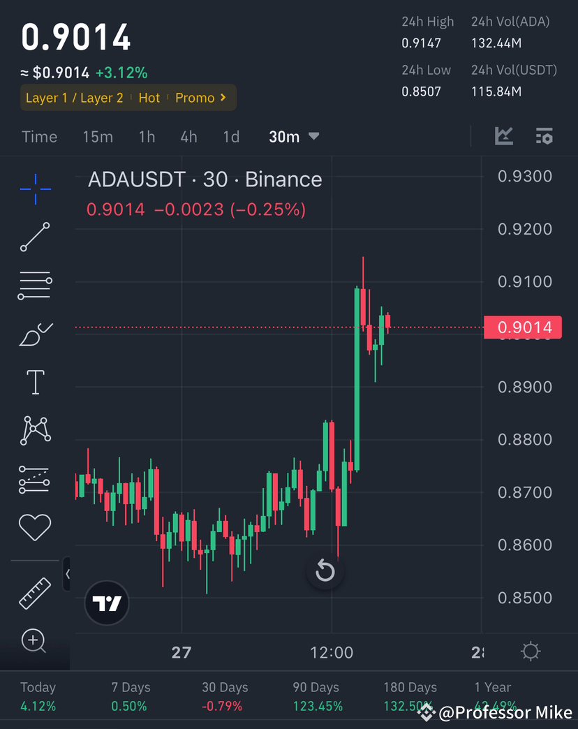 $ADA /USDT Heating Up: Eyes on Breakout Levels! 🔥💯 $ADA | Professor Mike on Binance Square