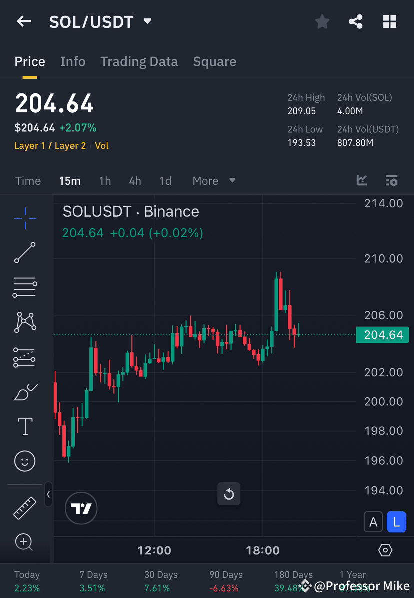 $SOL /USDT – Short Trade Setup! 🔥💯 Current Price: 204.64 | Professor Mike on Binance Square