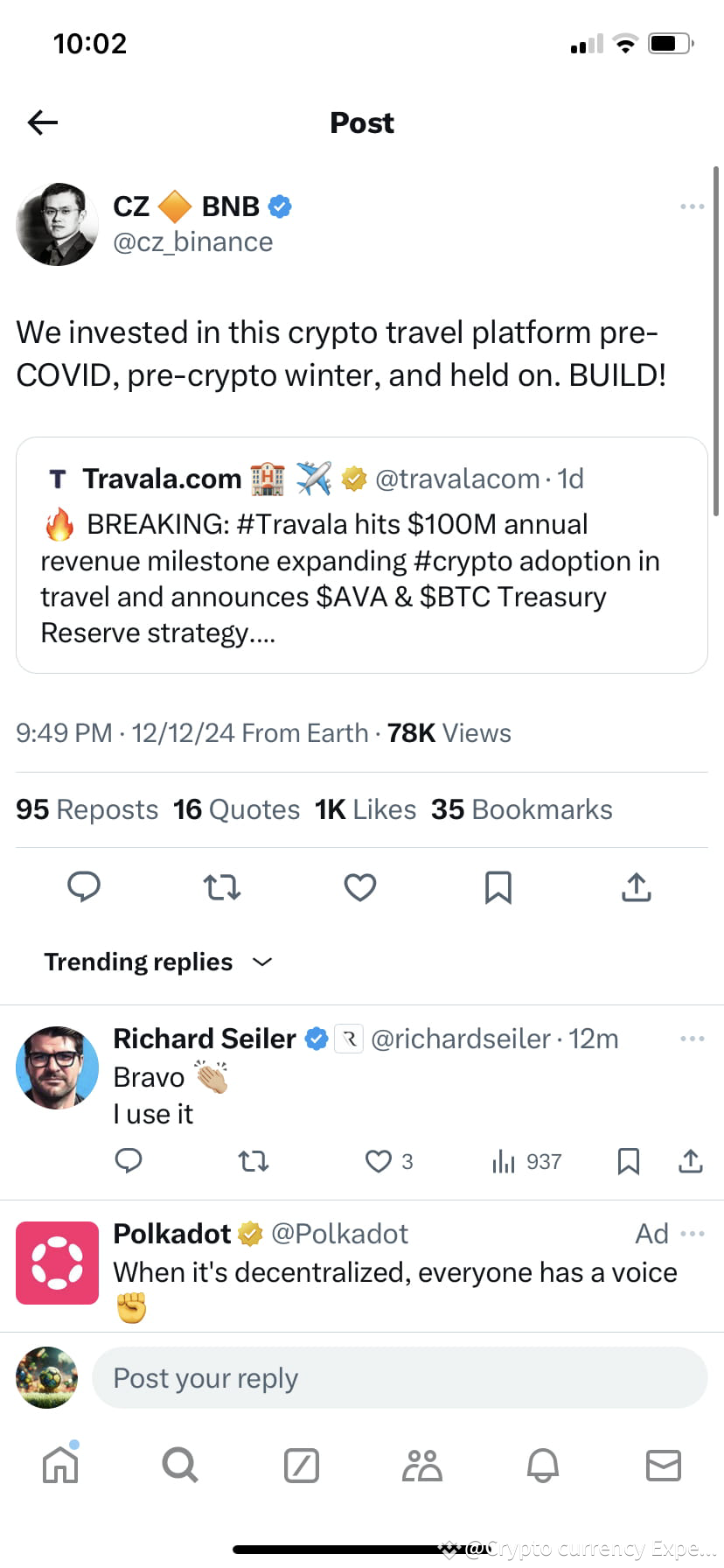 POWER OF CZ TWEET !!! $AVA | Crypto currency Experts on Binance Square