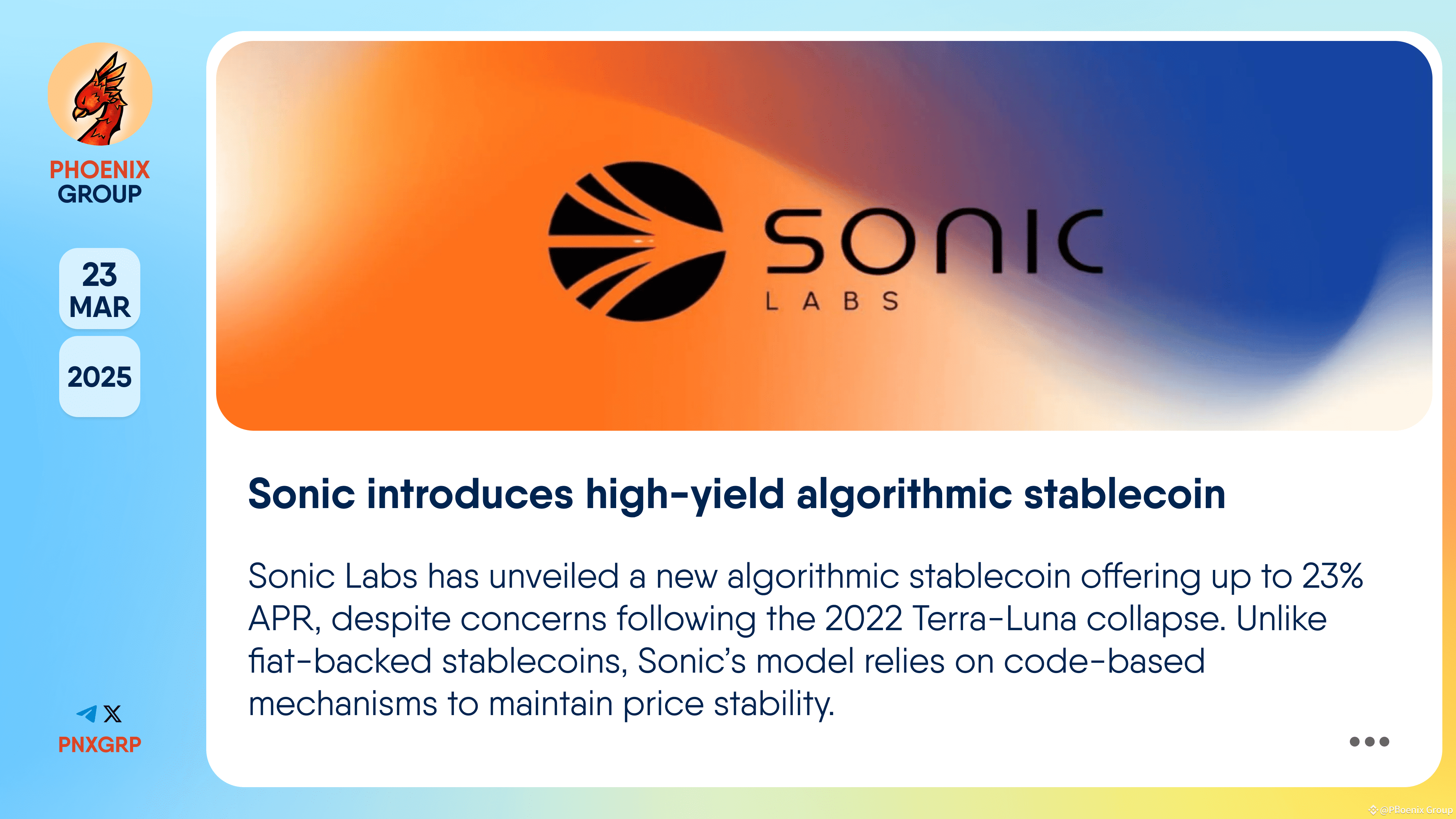 Sonic introduces high-yield algorithmic stablecoin #SonicLa | Phoenix Group on Binance Square