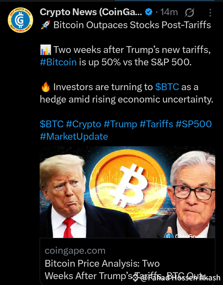 🚀 Bitcoin Outpaces Stocks Post-Tariffs 📈 Just two weeks a | Trade Nova on Binance Square