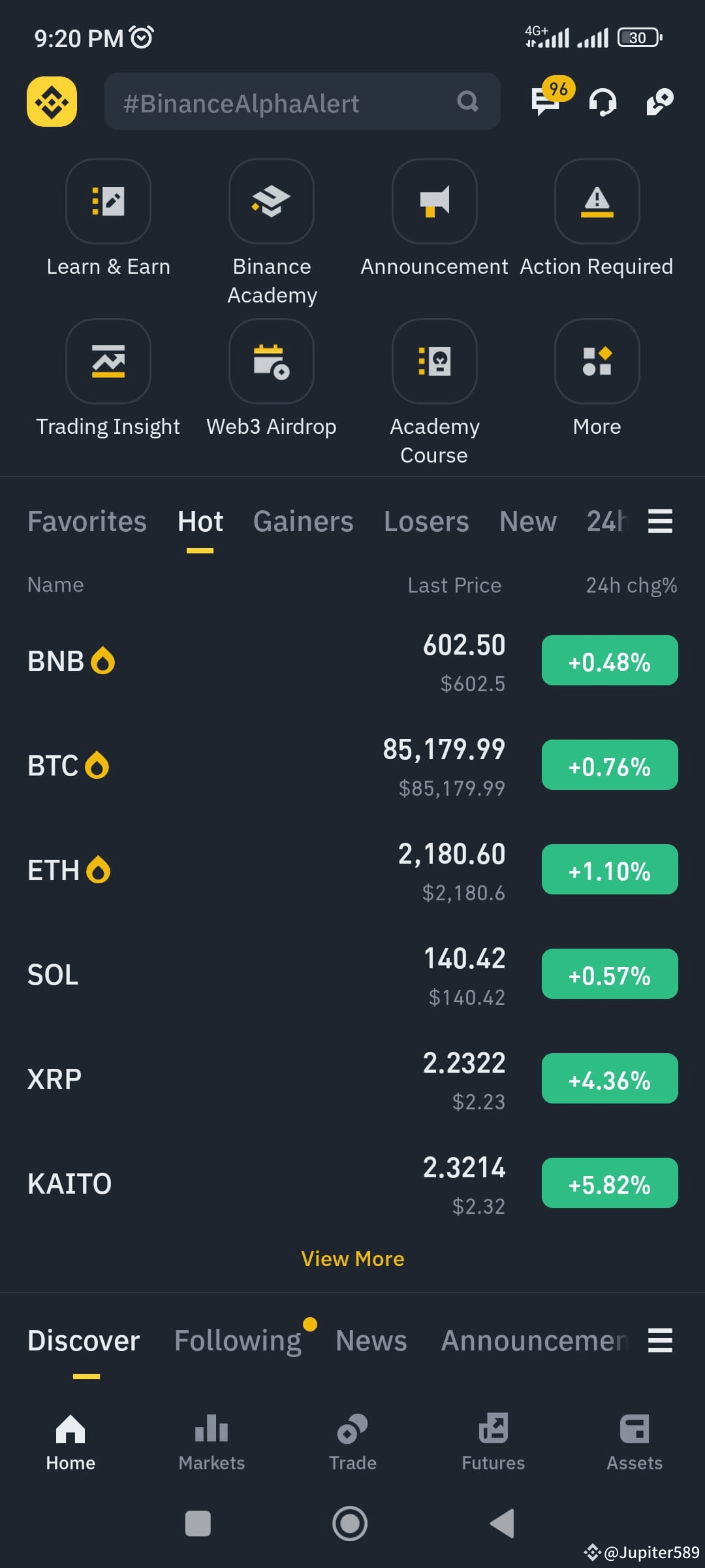All the hot token are green, buy the dip! A🚀🚀🚀 $BTC $BNB | Jupiter589 ...