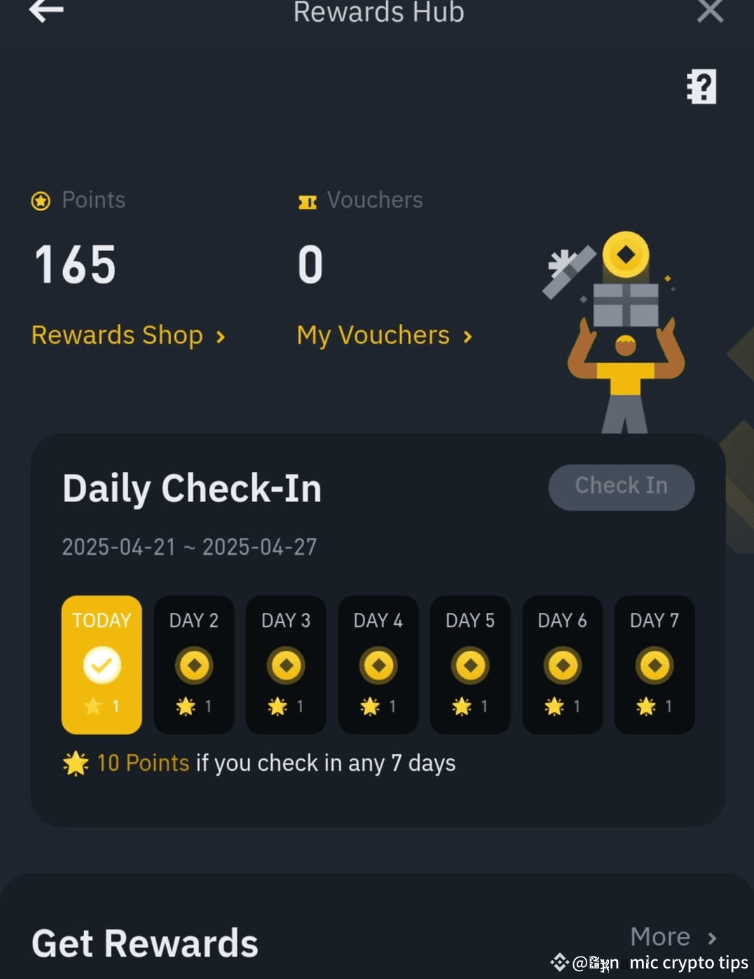 BINANCE reward hub 7 Days check in reward points come back. | Dynamic ...