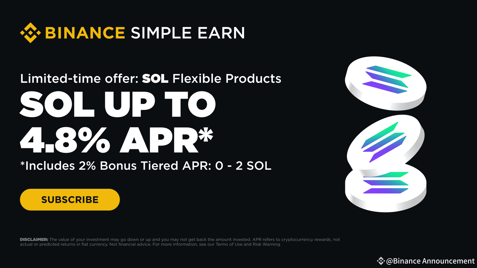 Binance Earn: Enjoy Up to 4.8% APR With SOL Simple Earn Flexible ...