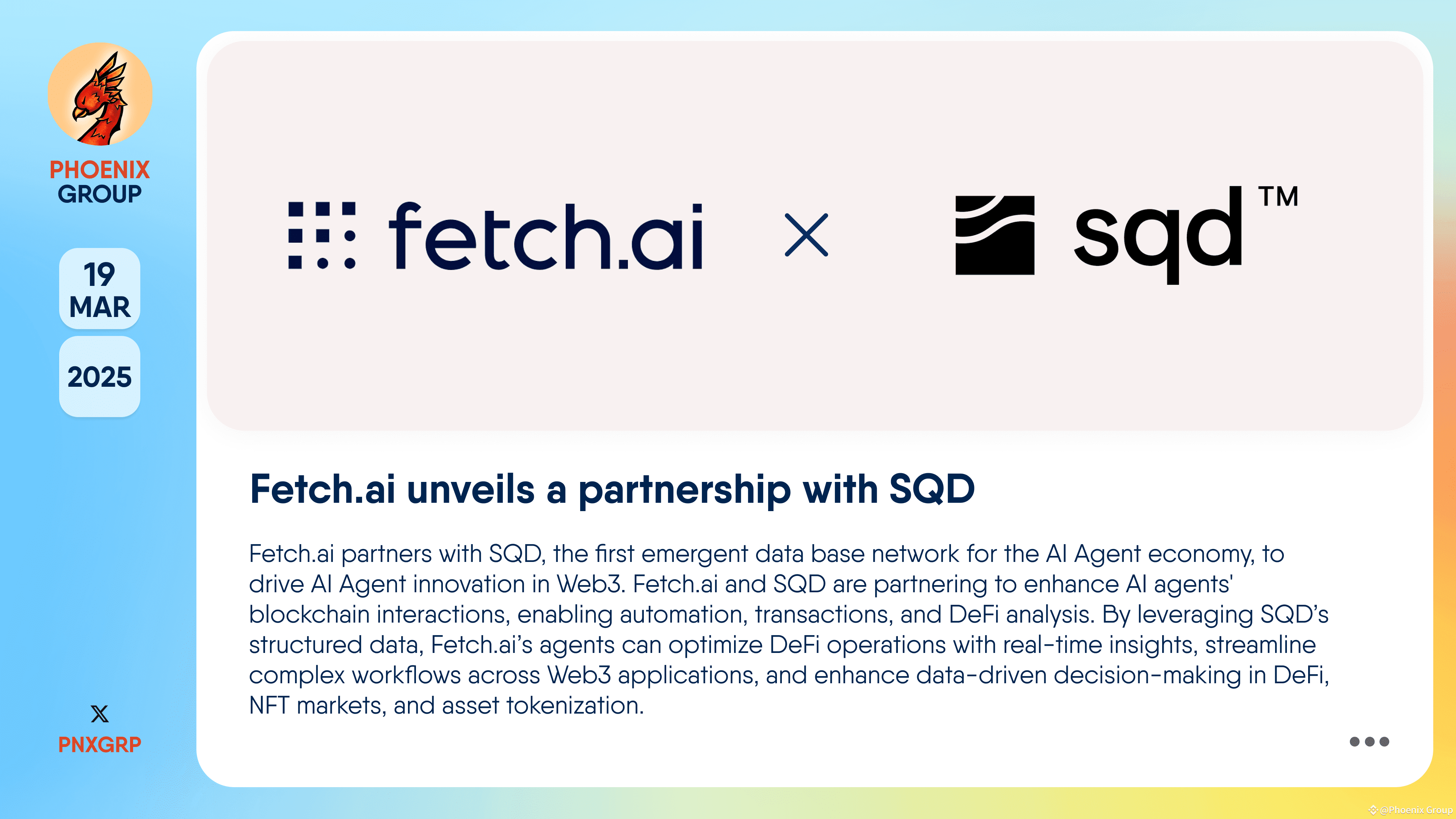 Fetch.ai unveils a partnership with SQD #Fetchai partners | Phoenix Group on Binance Square