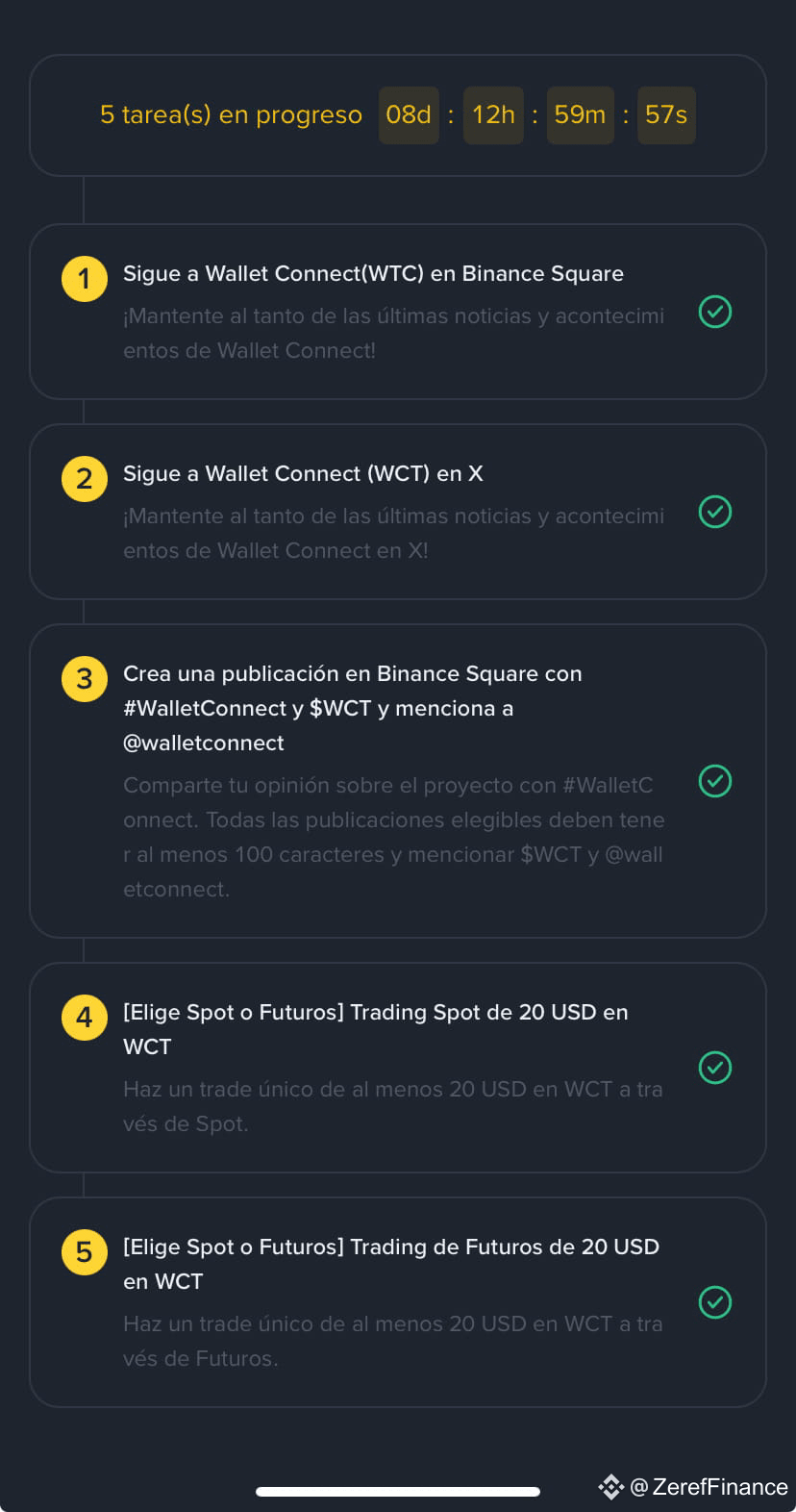 Here complete the tasks. Now to wait for how many tokens | ZerefFinance ...
