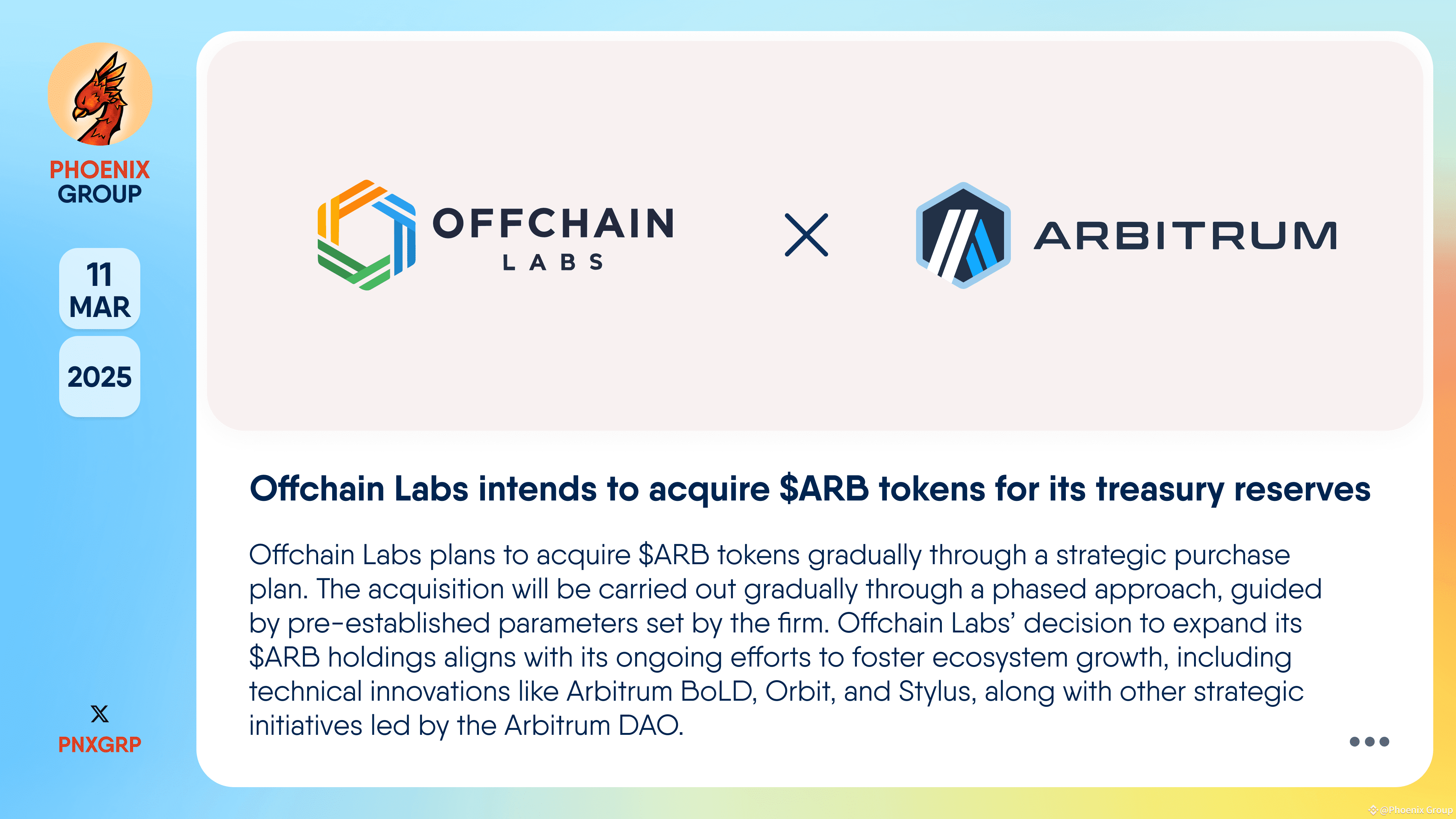 Offchain Labs intends to acquire $ARB tokens for its treasur | Phoenix Group on Binance Square