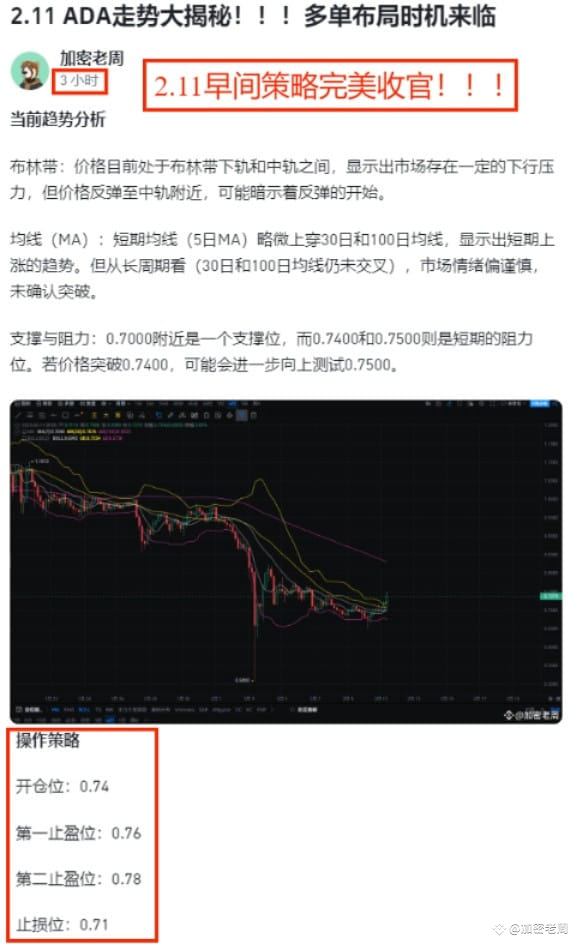2.11 ADA Morning Strategy Perfect Take Profit!!! Did you kee | 加密老周 on ...