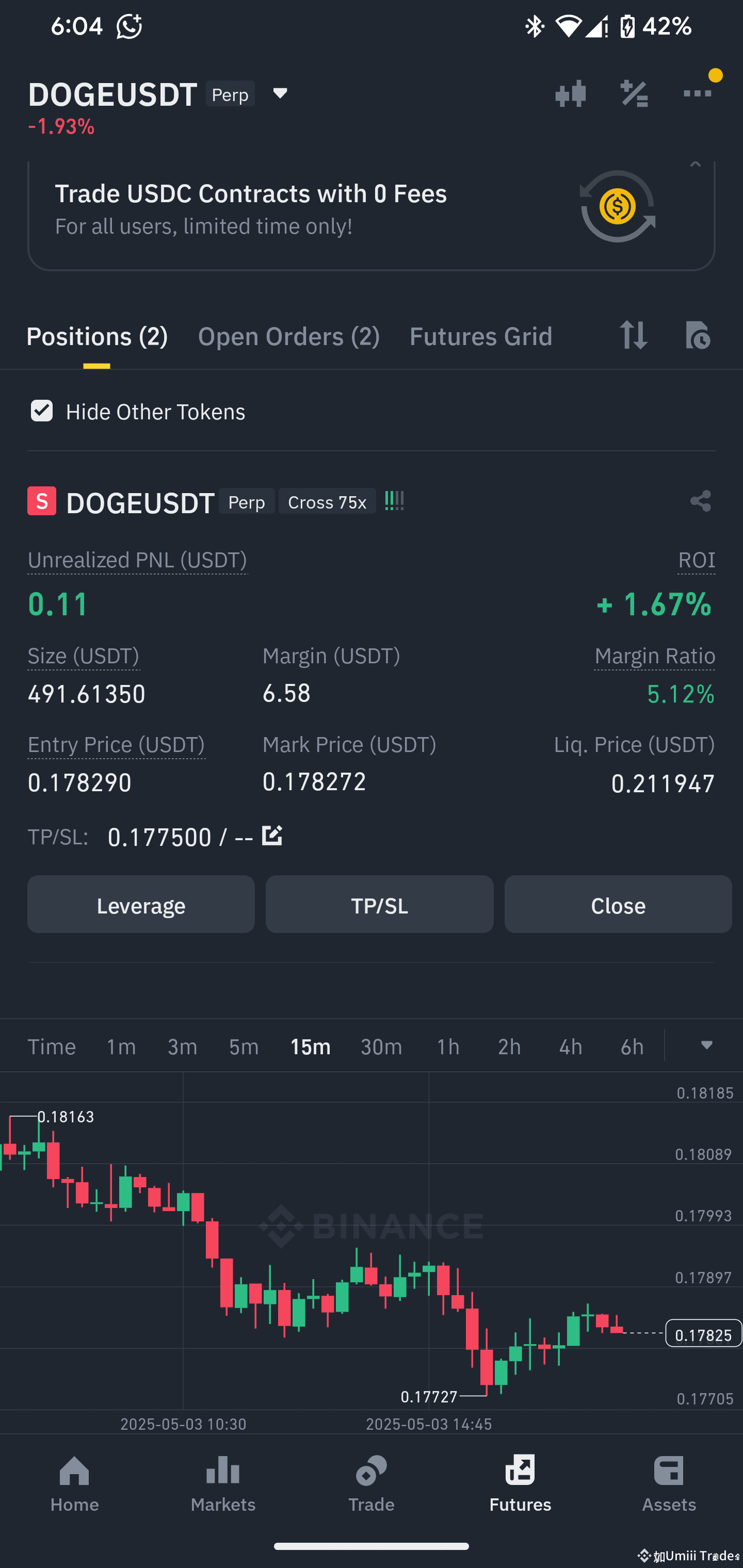 open doge coin short Trade fast Entry 0.17800 Tp 0.17600 | Umiii Trader ...