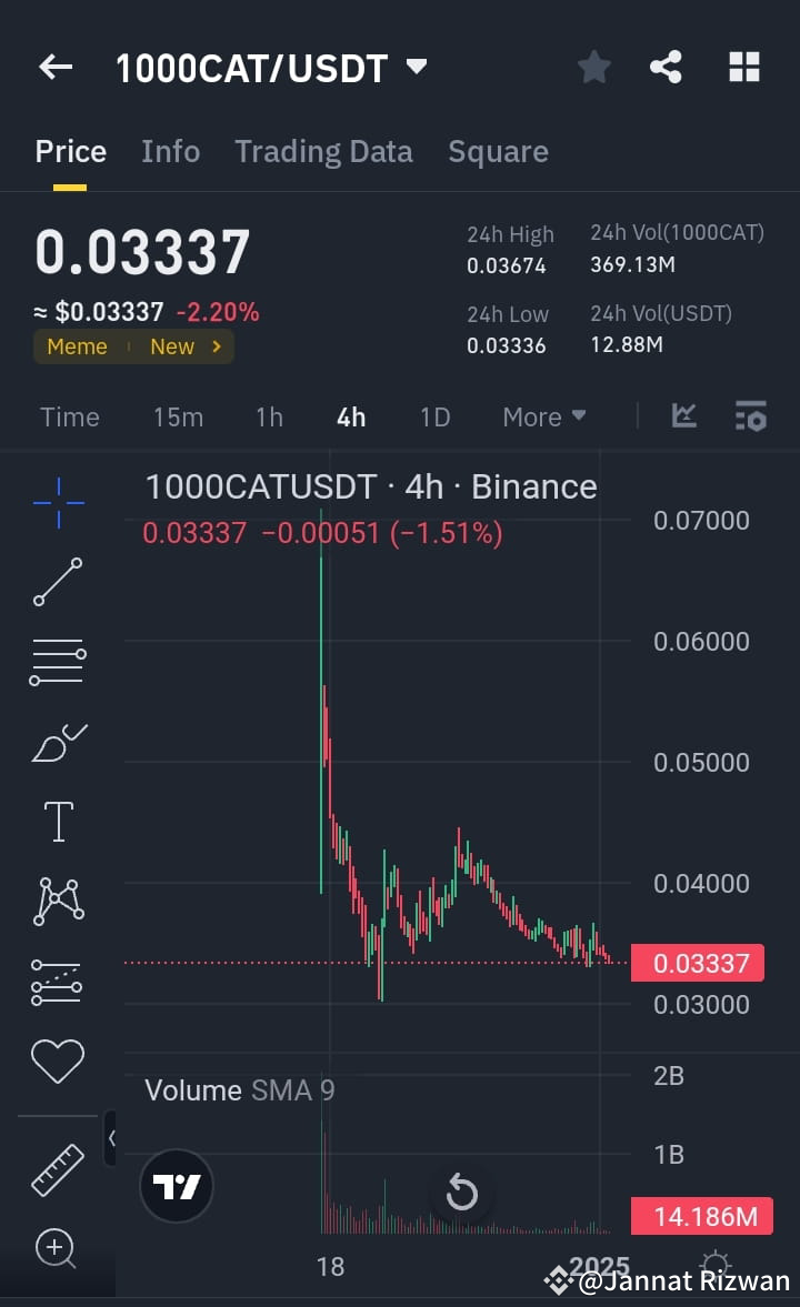 $1000CAT /USDT Spot & Futures Trade Signal Entry Zone: $0 | Jannat Rizwan on Binance Square