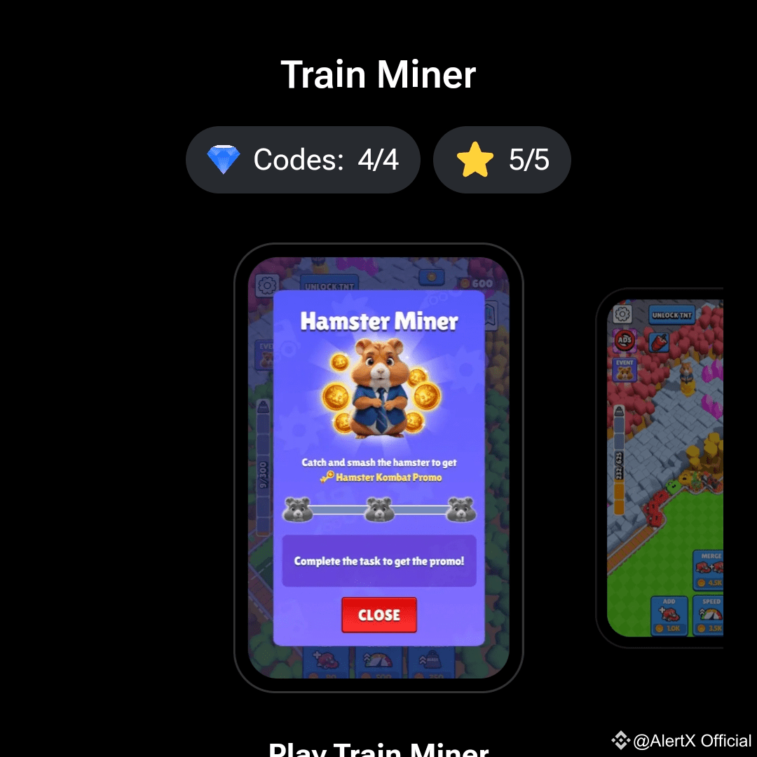 Only for Today act fast I Give You 12 Hamster Train Miner K | AlertX Official on Binance Square