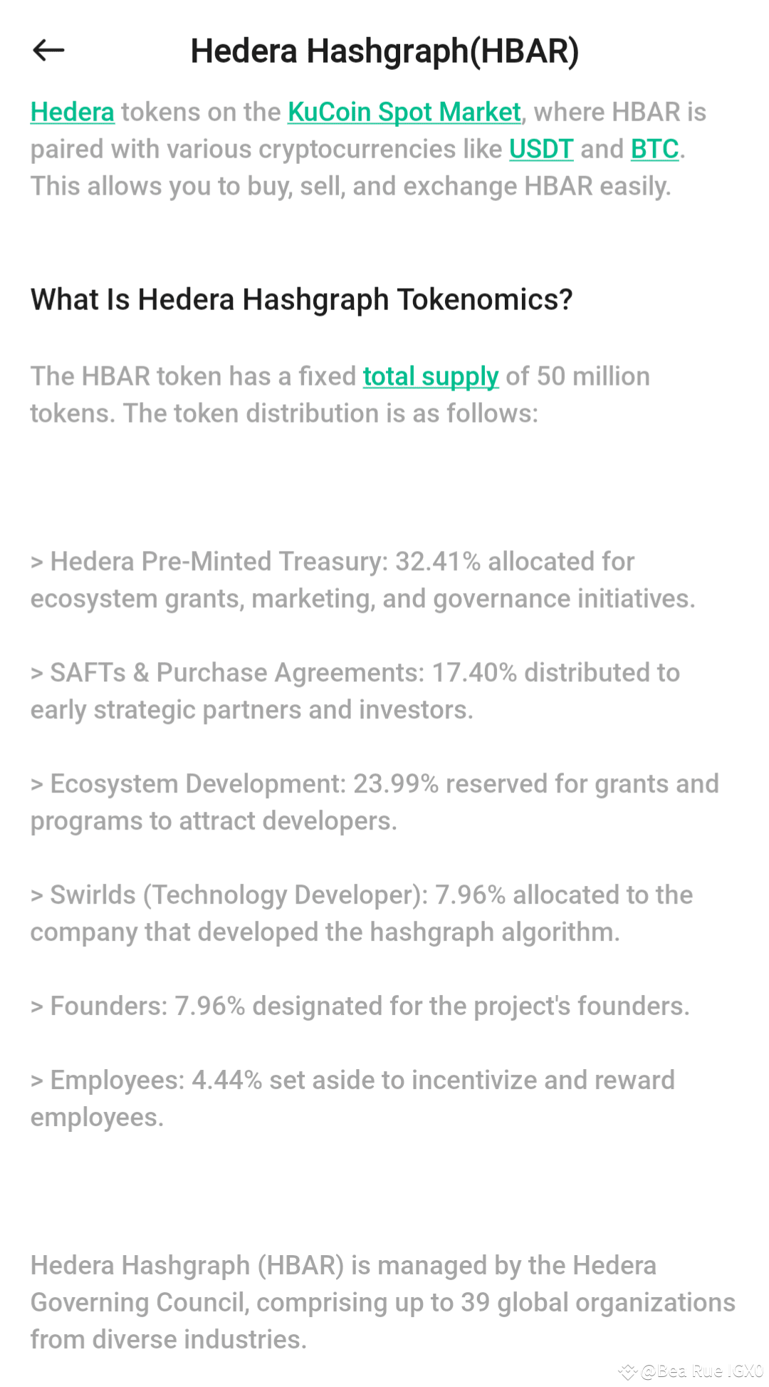 $HBAR HBAR Tokenomics Breakdown | Bea Rue IGX0 on Binance Square