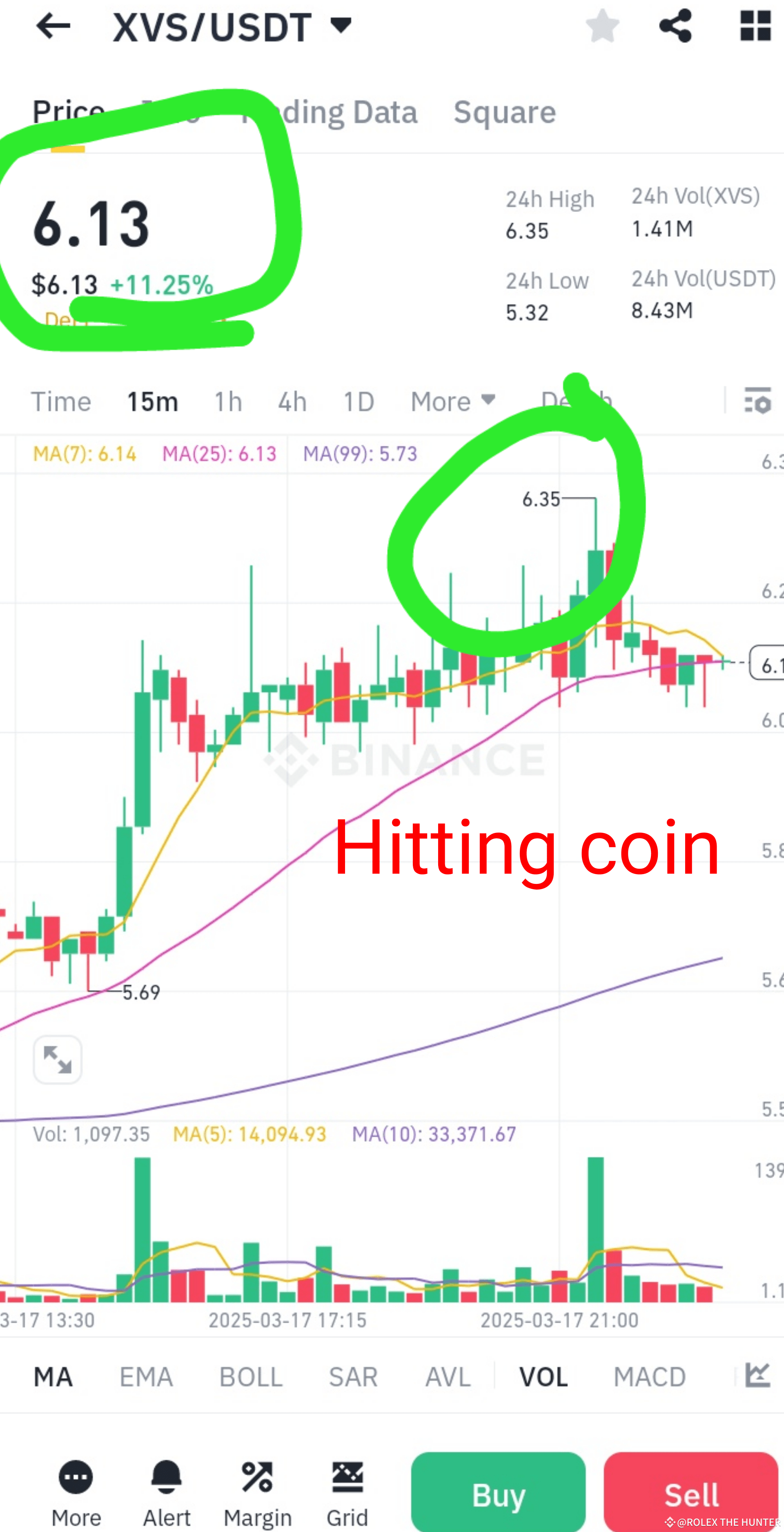 $XVS is coin hitting with target 12h $15🎯🎯🔥🔥 | ROLEX THE HUNTER on ...
