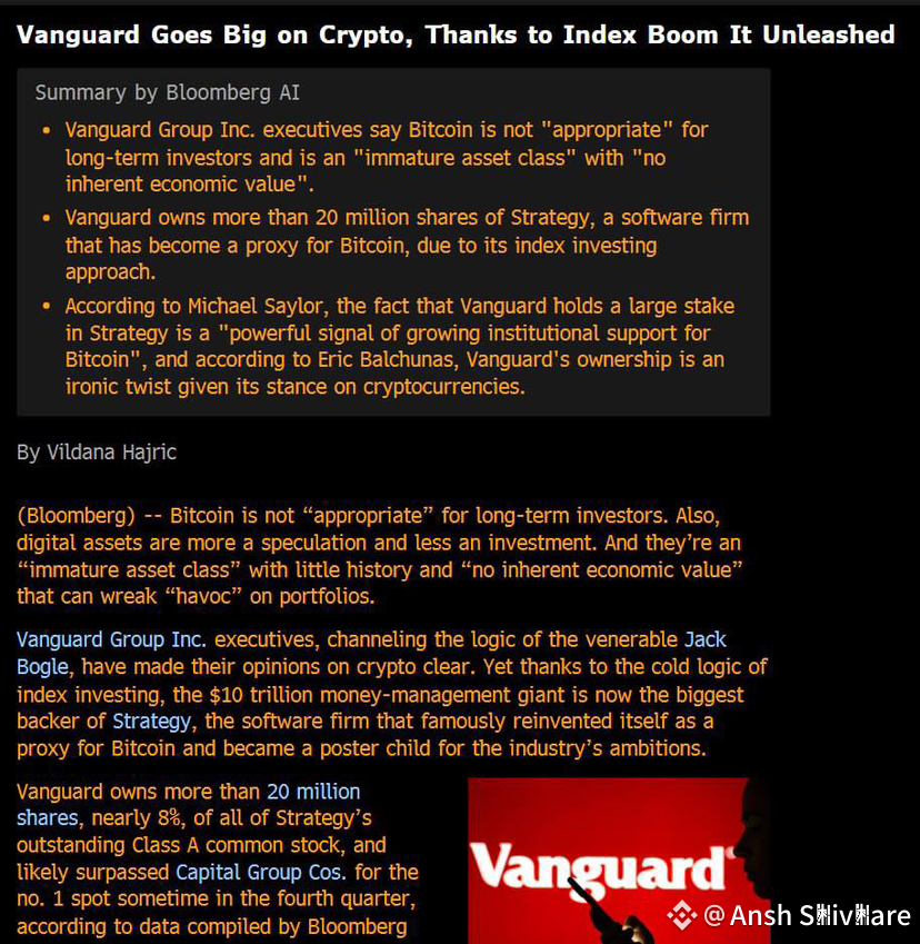 📌 Vanguard says #Bitcoin is “immature” and has “no inherent | Ansh ...