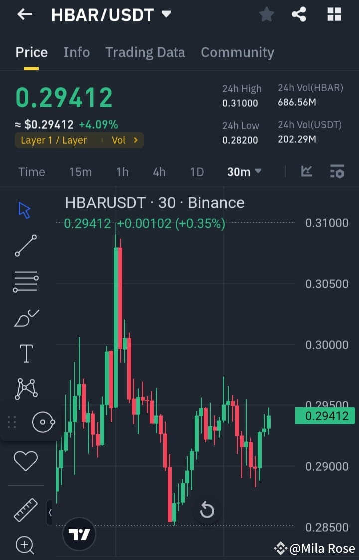 $HBAR /USDT Bull Run Outlook 💯 💫 Current Price: $0.2941 | Mila Rose on Binance Square