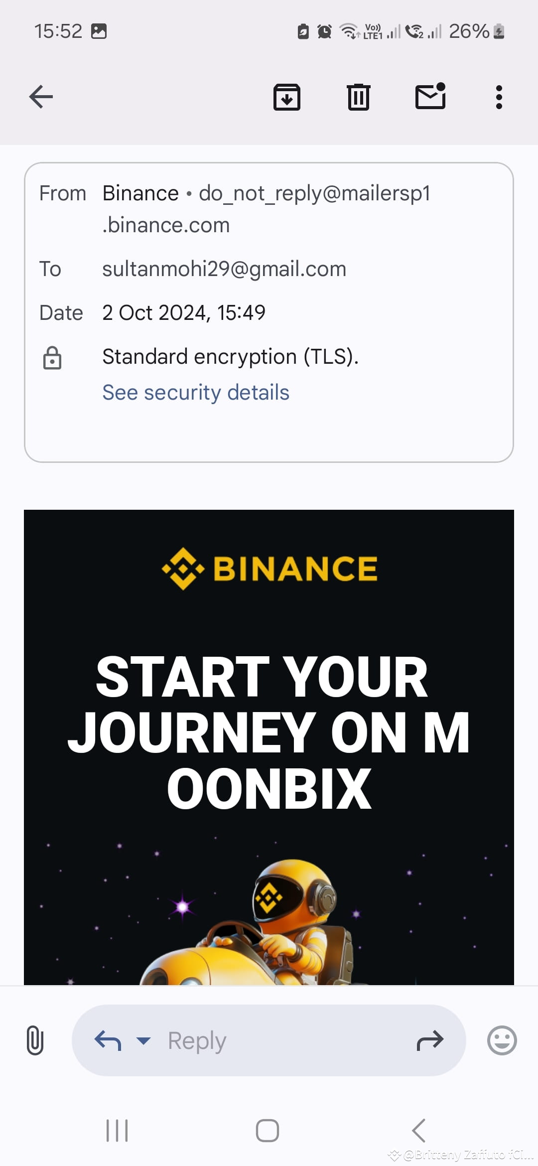 I received this below email from binance it's not fake its r | sultan ...