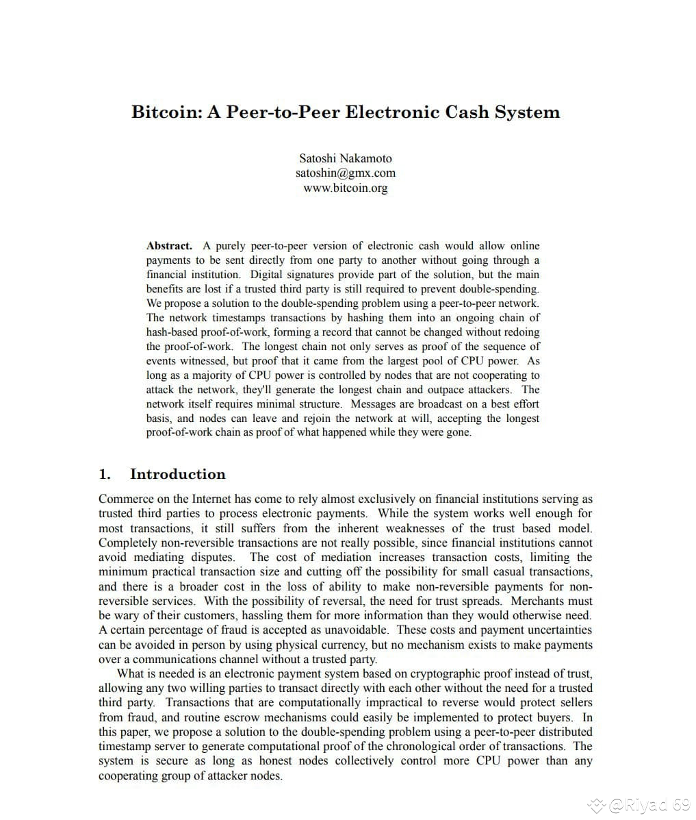 For those new to#crypto the $BTC white paper:.. | Riyad 69 on Binance ...