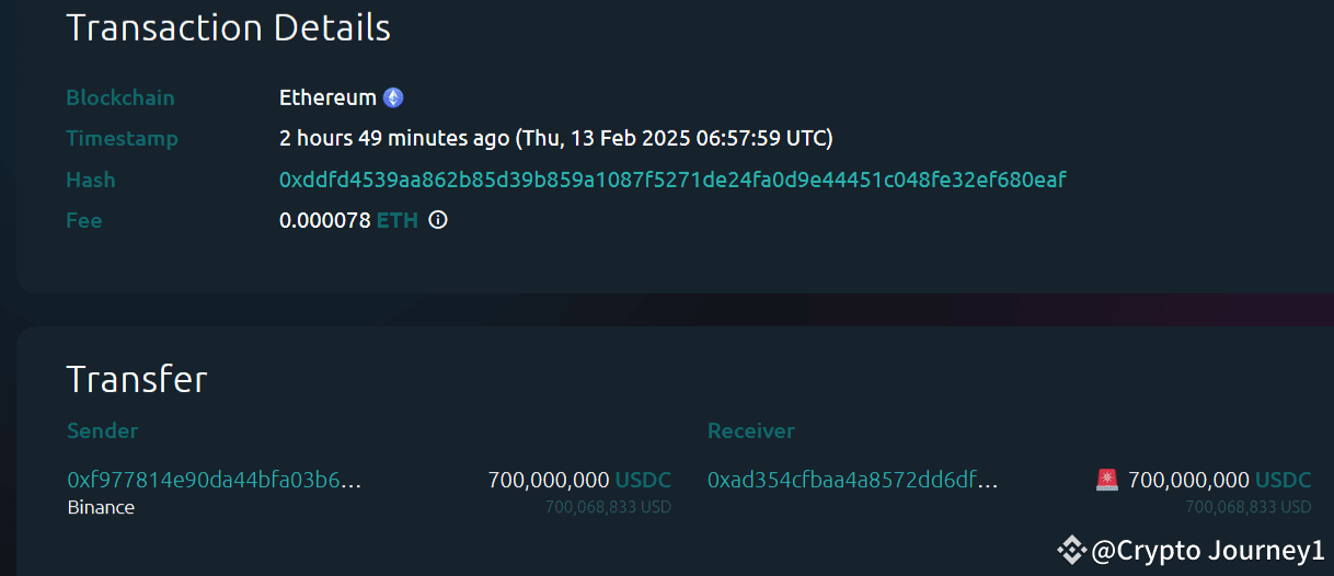 🚨 GRANDE MOVIMENTO: 700.000.000 $USDC (700.068.833 USD) TR | Crypto Journey1 no Binance Square