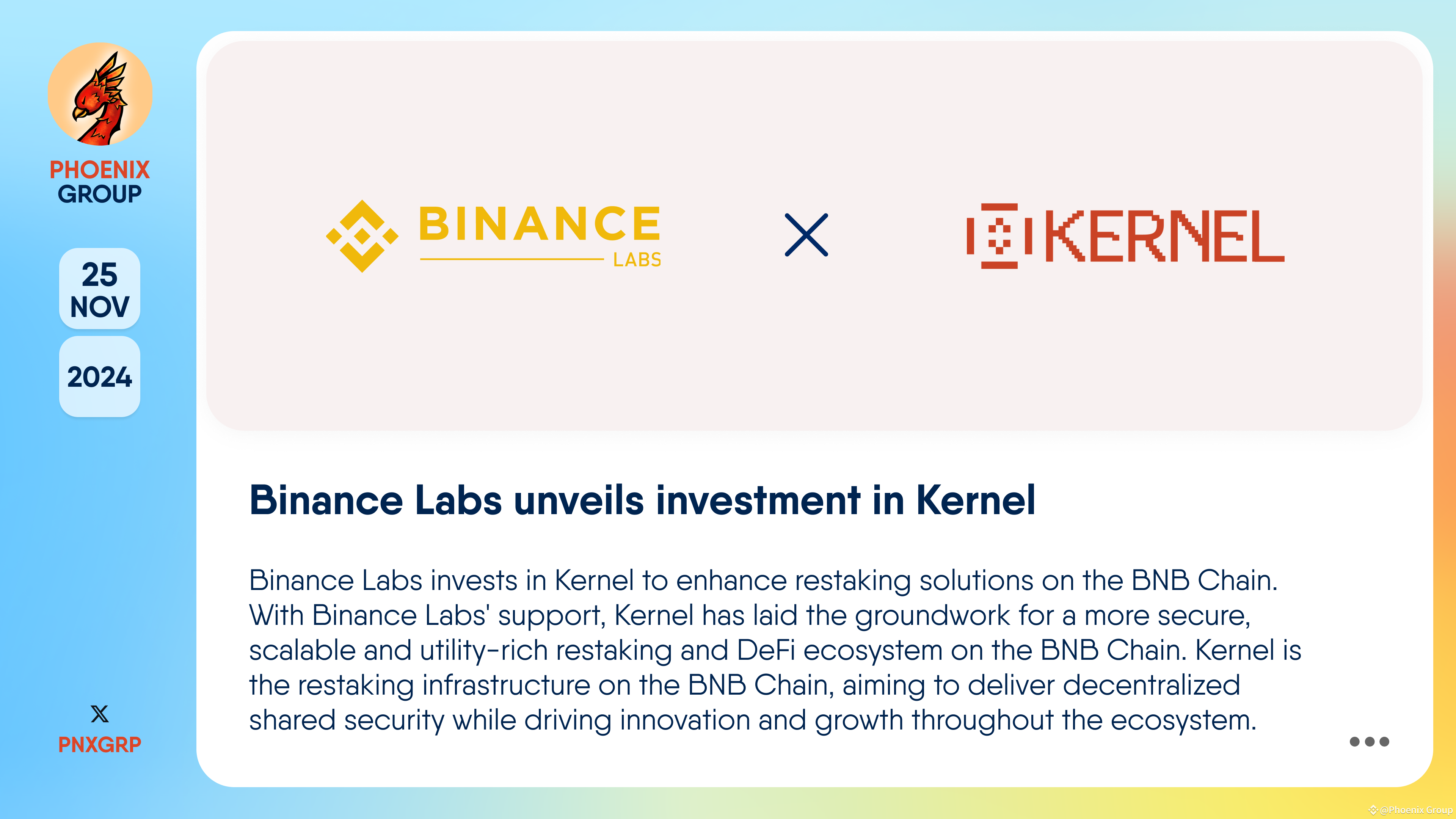 Binance Labs unveils investment in Kernel Binance Labs inv | Phoenix Group on Binance Square